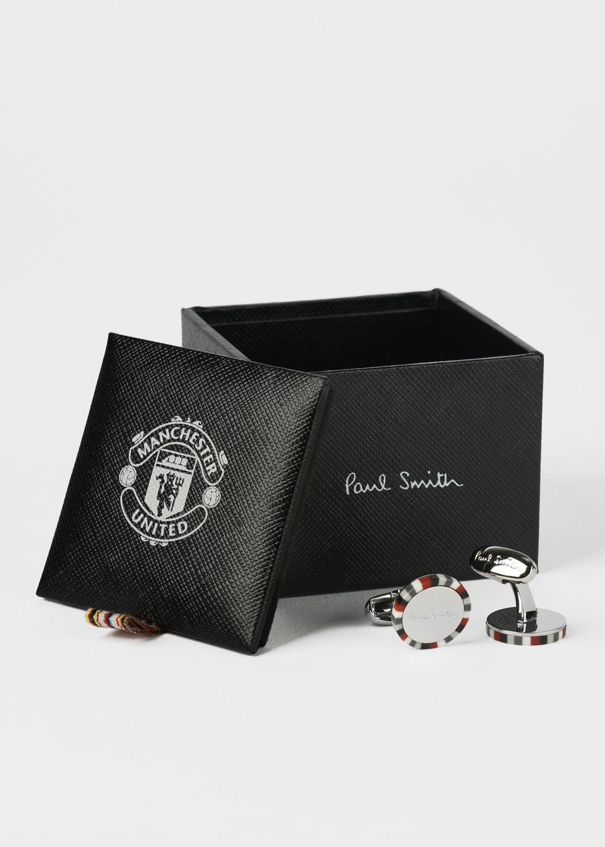 Paul Smith for Manchester United - Red Striped Edge Circular Cufflinks