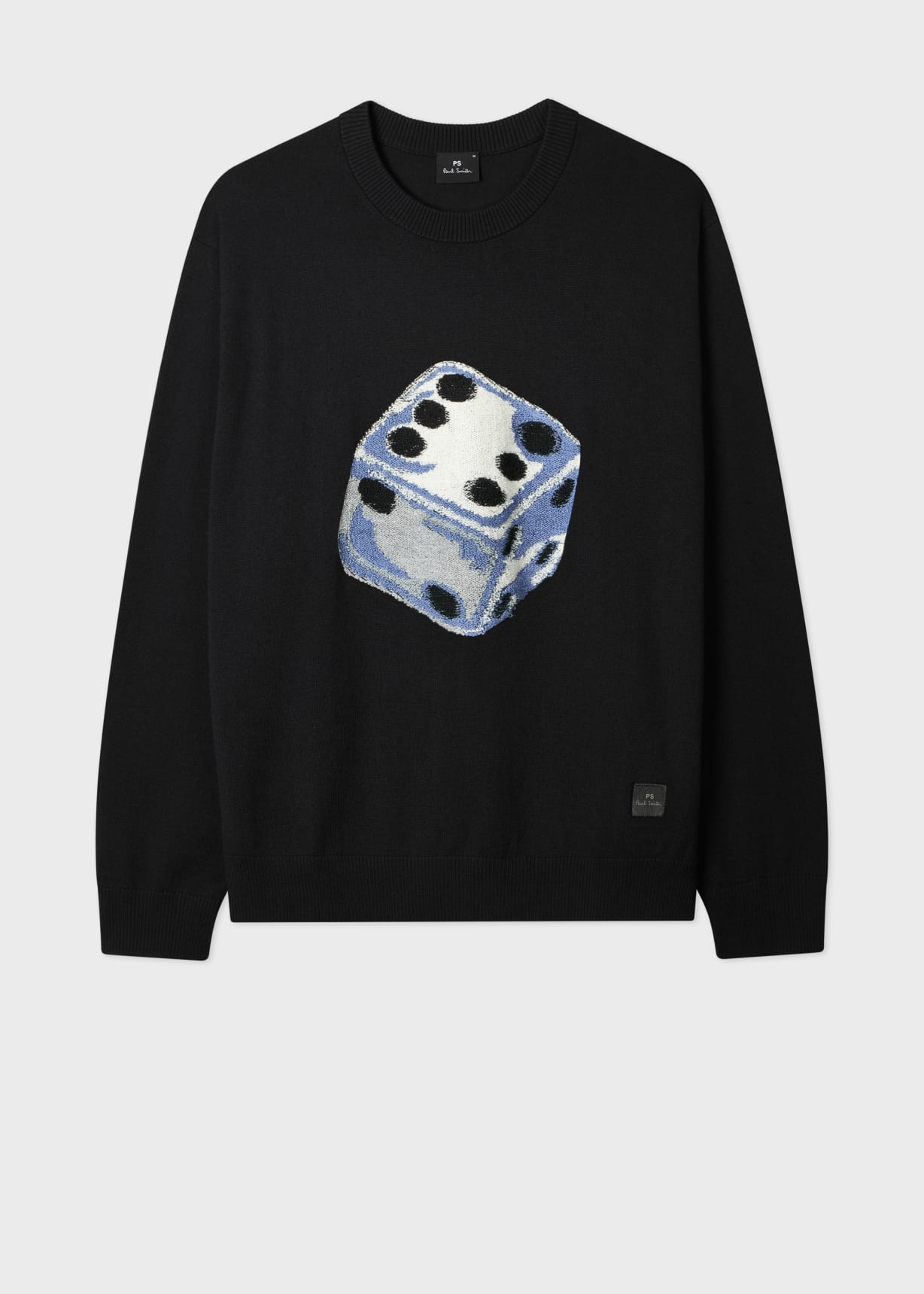 Men's Black 'Dice' Merino Wool-Blend Knitted Sweater