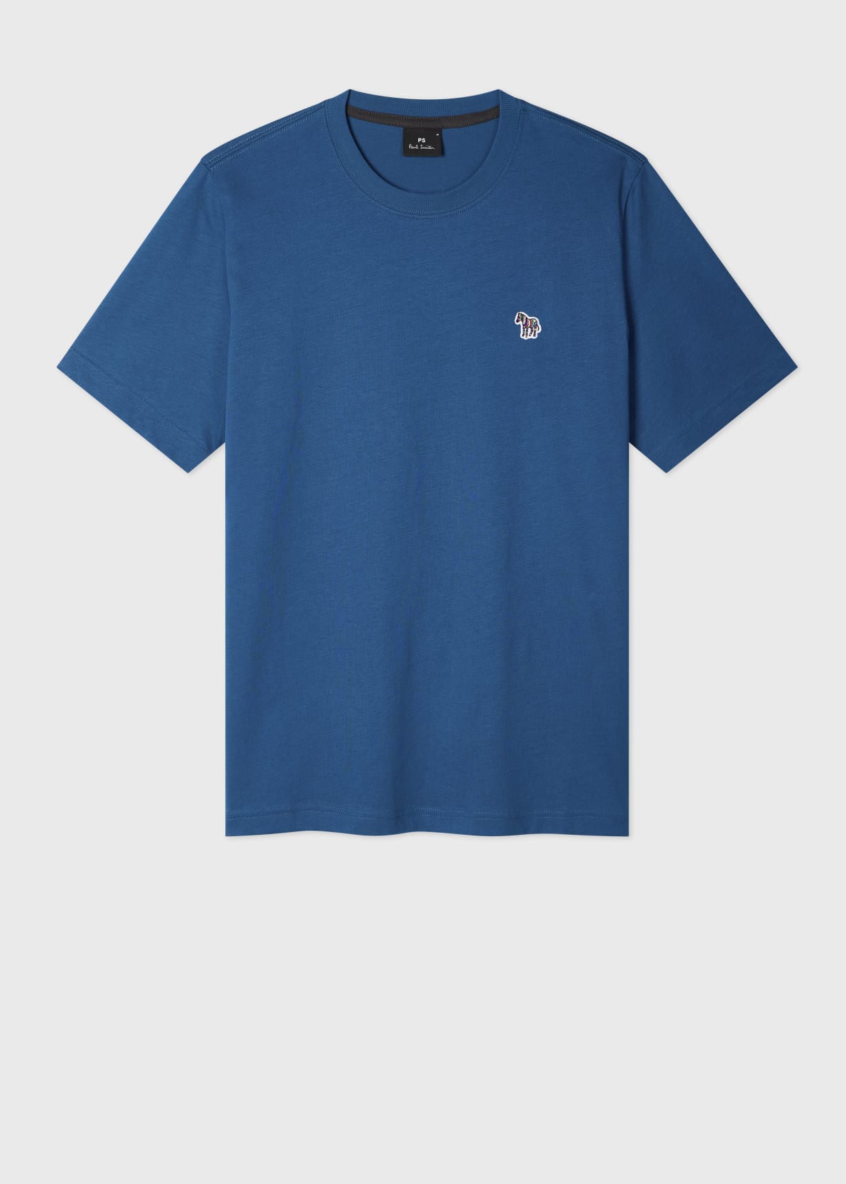 Men's Mid Blue Organic Cotton Zebra Logo T-Shirt