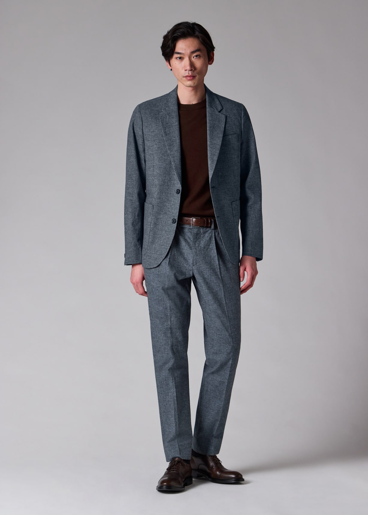 Men's Slate Blue Cotton-Linen Melange Suit
