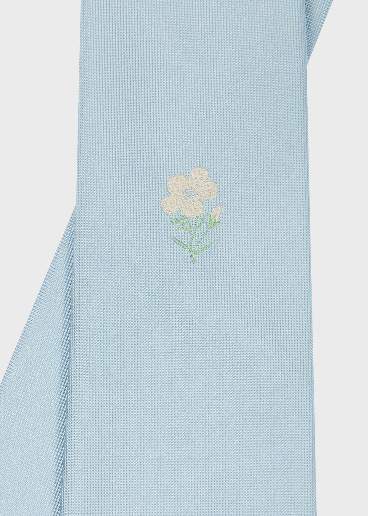 Light Blue Embroidery 'Daisy' Silk Tie