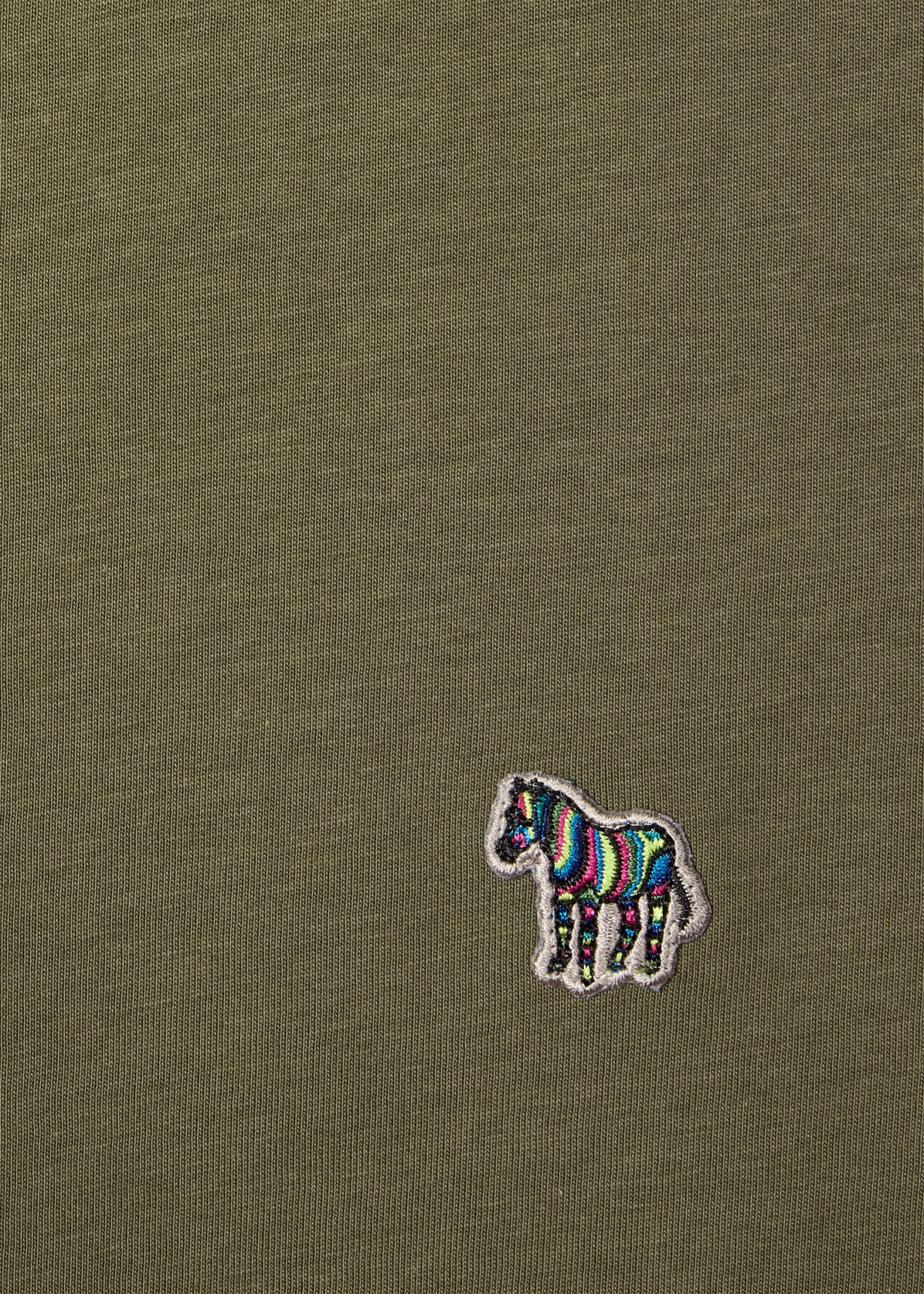 Men's Khaki Green Organic Cotton Zebra Logo T-Shirt