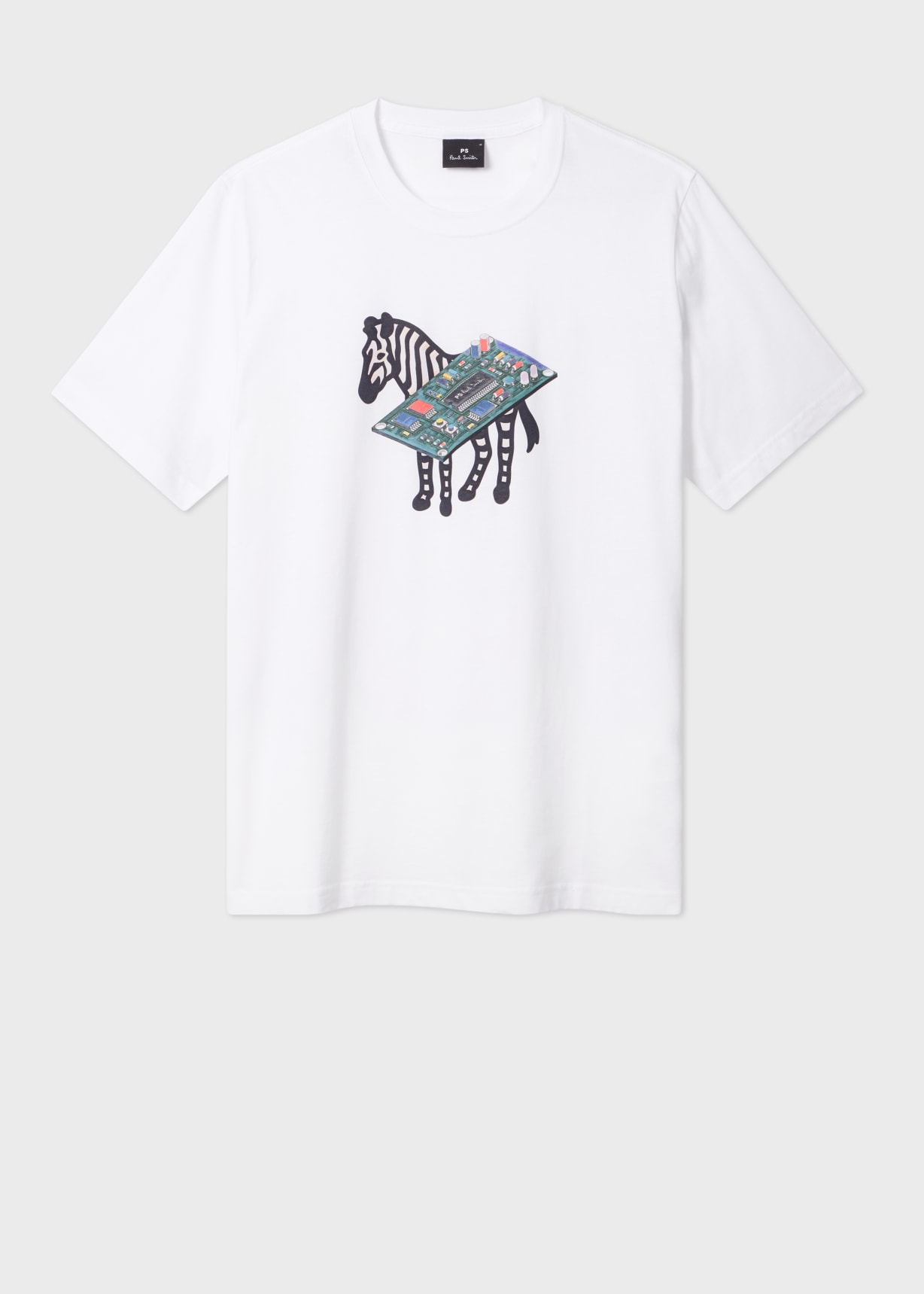 Men's White Circuit Print 'Zebra' T-Shirt