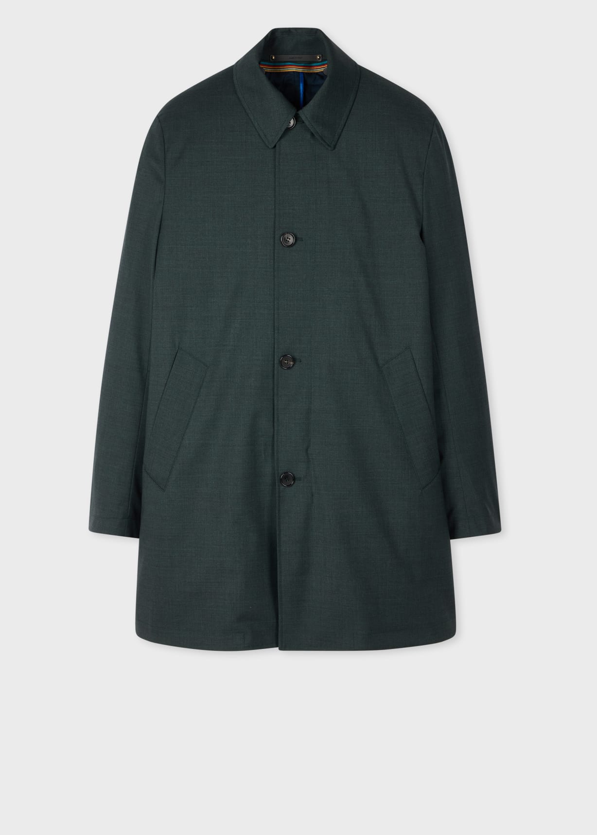 Men's Dark Green Melange 'Storm System' Wool Mac With Detachable Gilet
