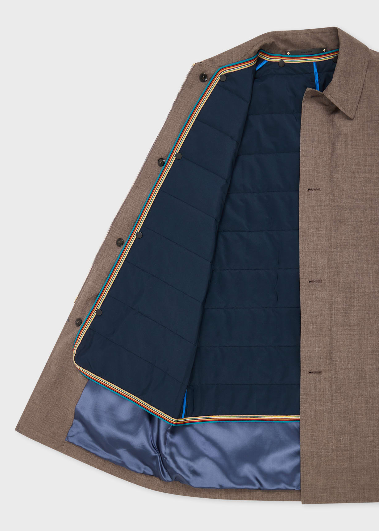 Men's Brown Melange 'Storm System' Wool Mac With Detachable Gilet