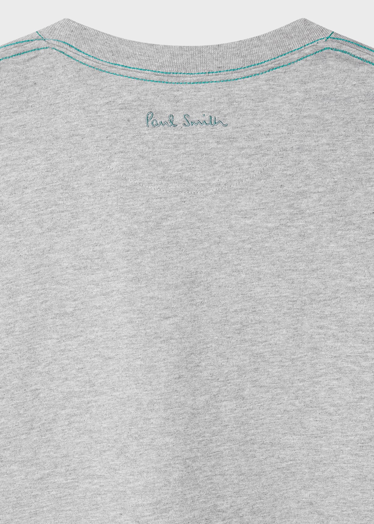 Men's Grey T-Shirt with Multicolour Rabbit Embroidery