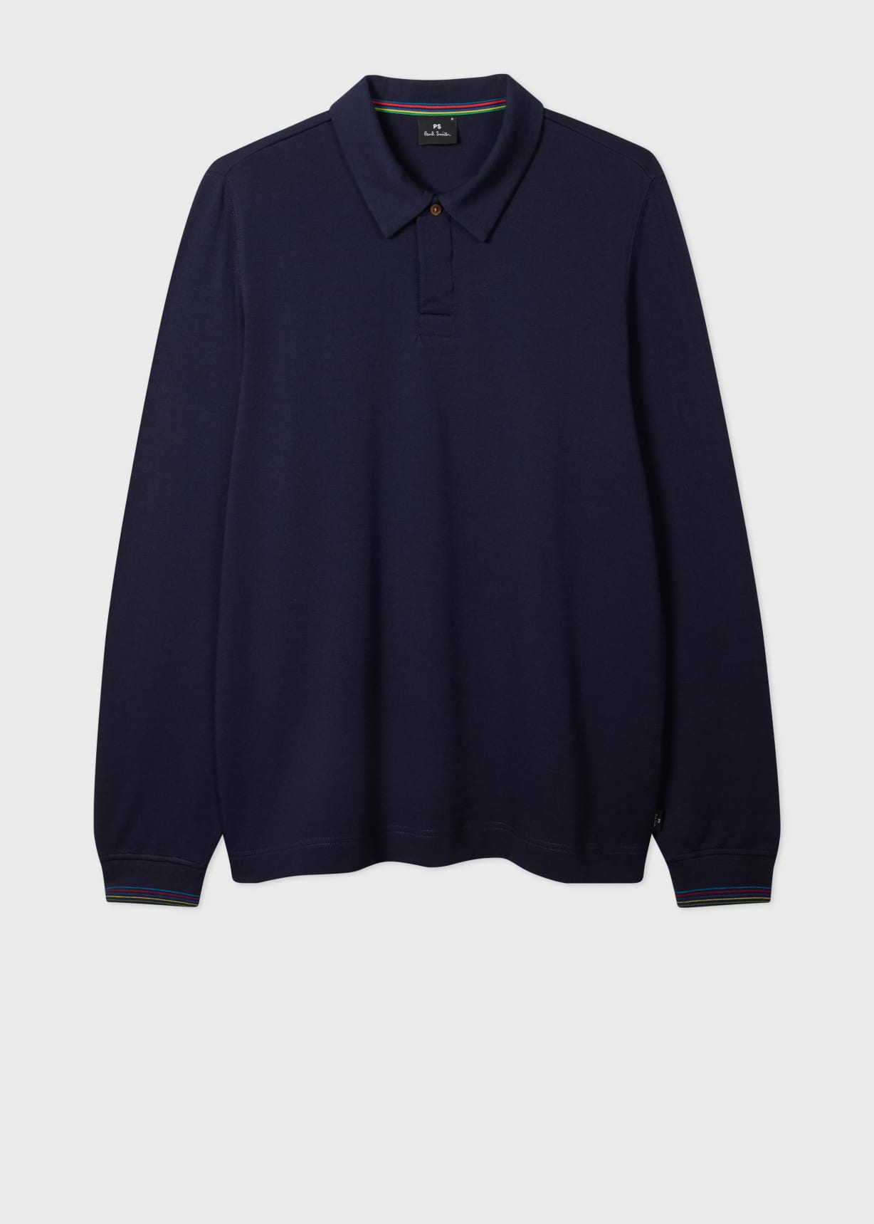 Men's Navy Cotton-Modal Long-Sleeve Polo Shirt