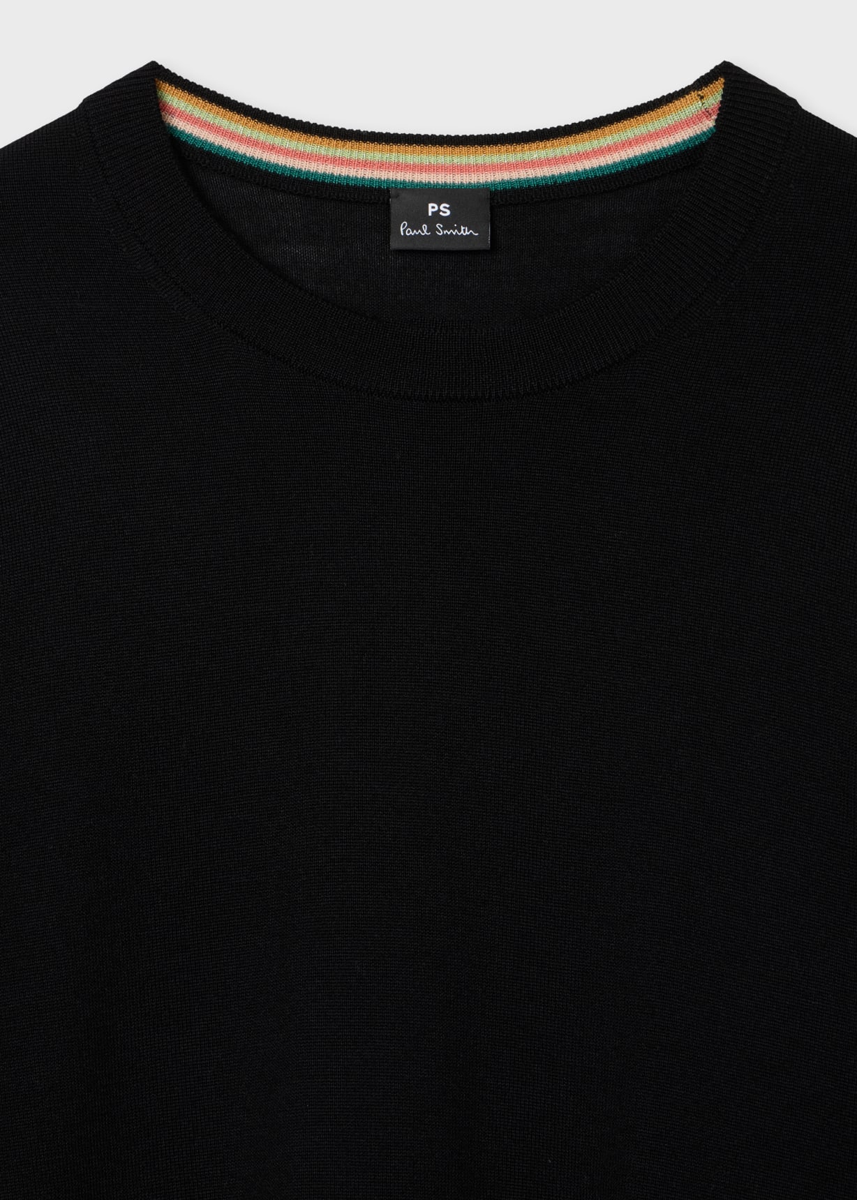 Women's Black Merino Wool Stripe Cuff Sweater