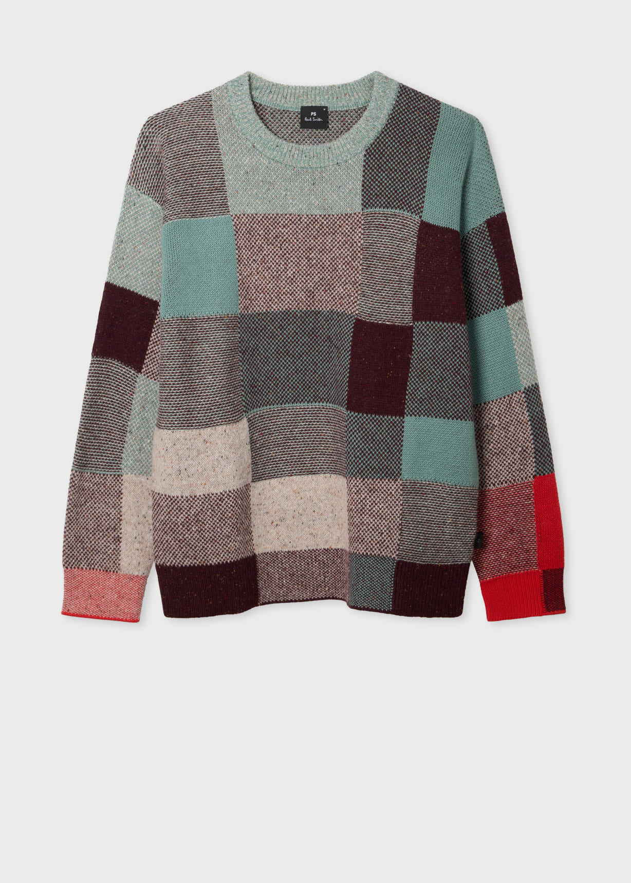 Men's Multicolour Patchwork Cotton & Wool-Blend Sweater