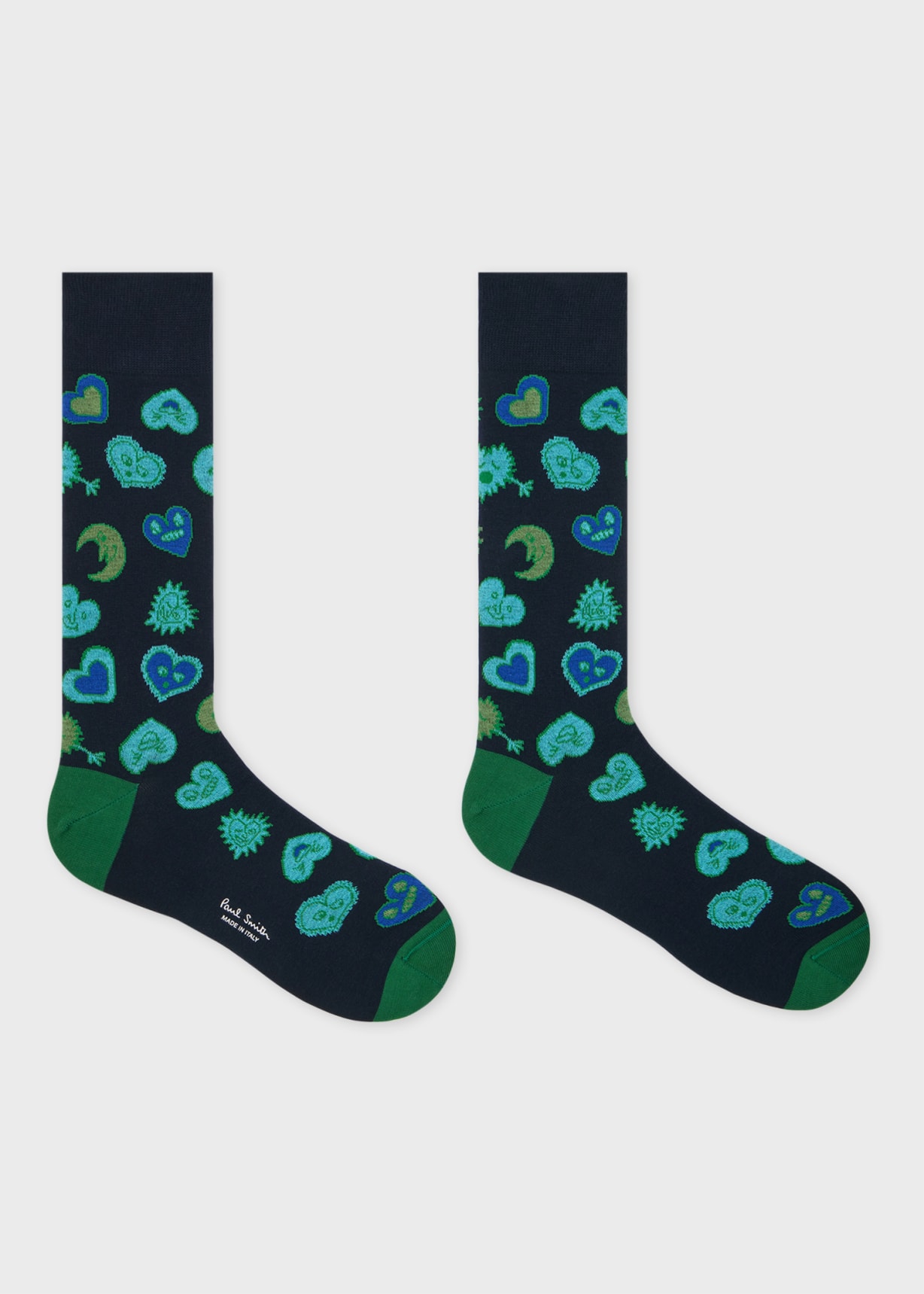 Men's Navy 'Hearts and Stars' Cotton-Blend Socks