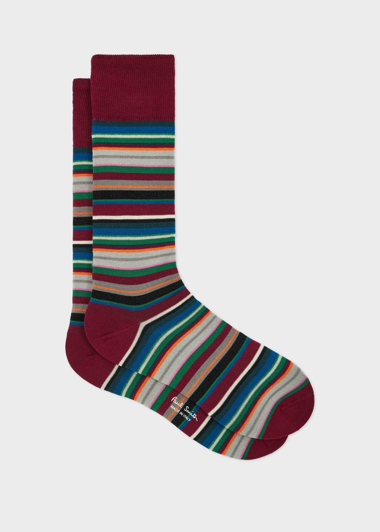 Men's Burgundy Multicolour Stripe Socks