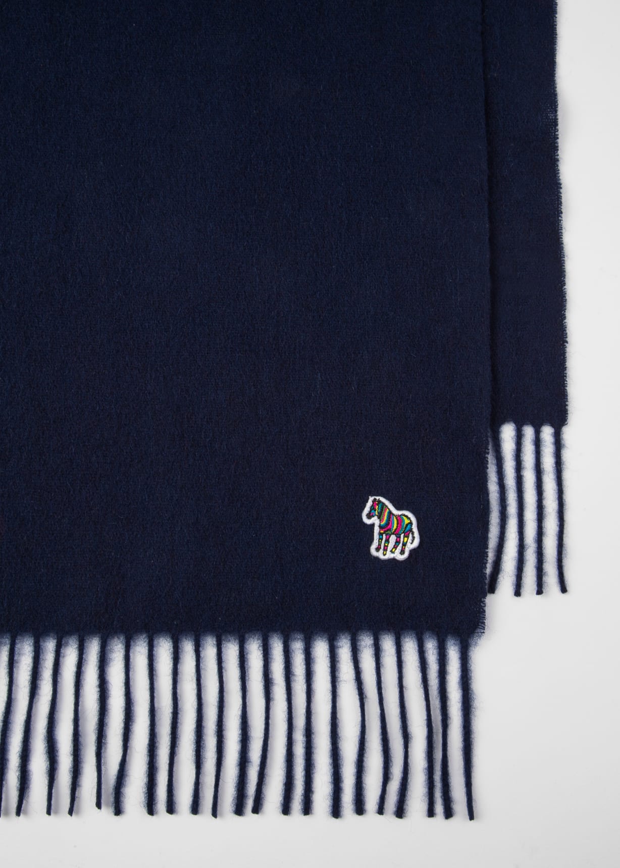 Navy Lambswool Zebra Scarf