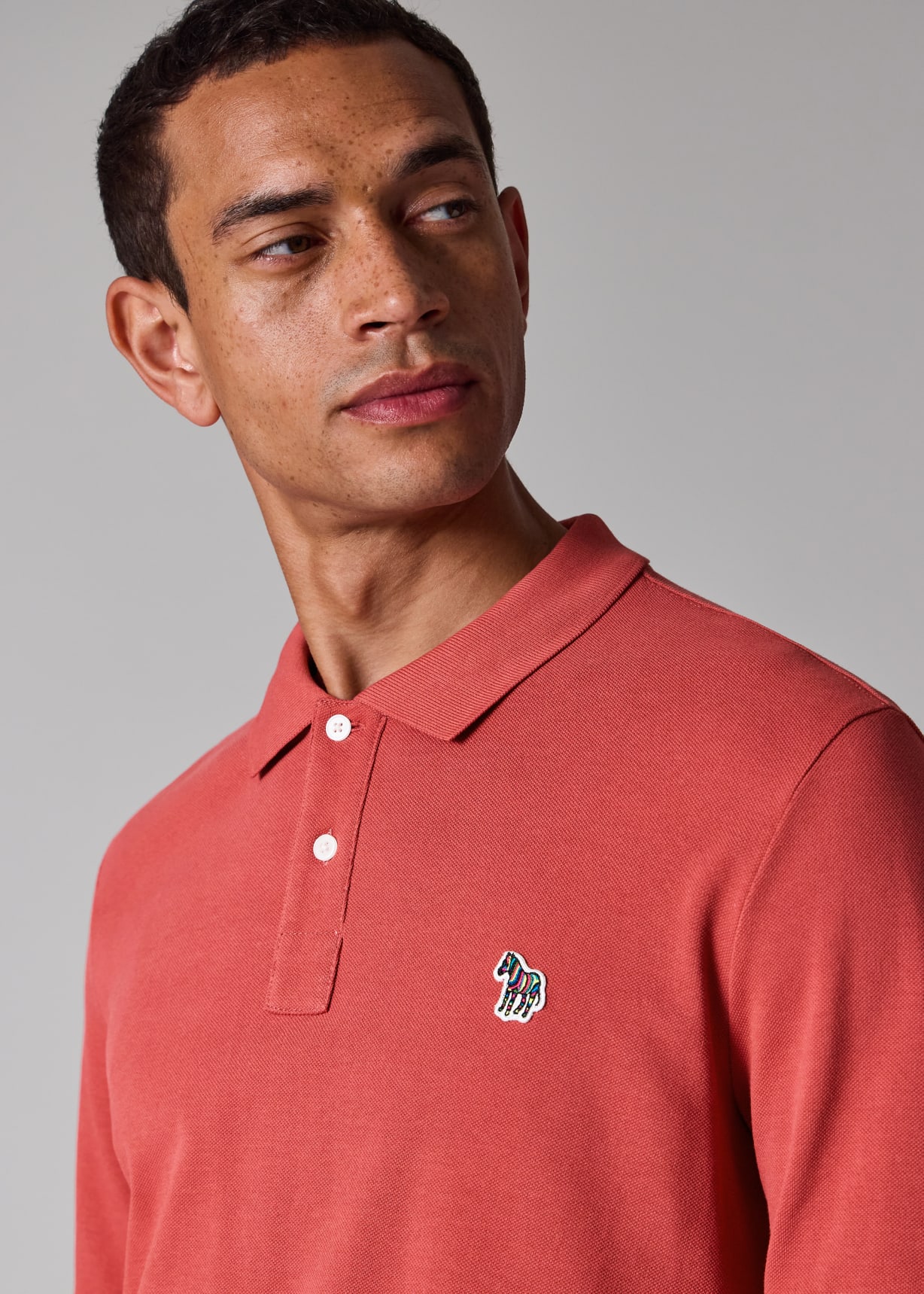 Men's Soft Pink Organic Cotton Zebra Polo Shirt