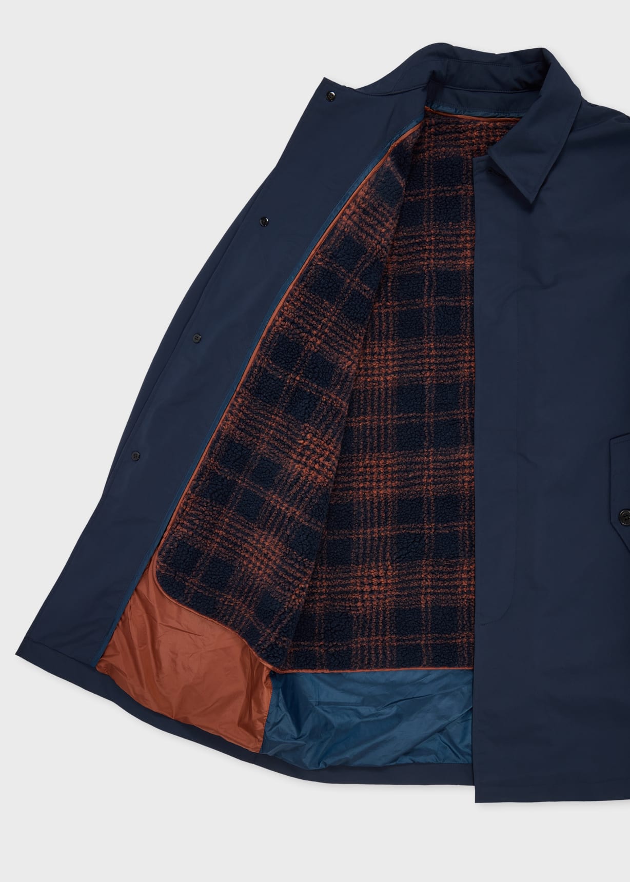 Men's Navy Recycled-Polyester Mac with Removable Lining