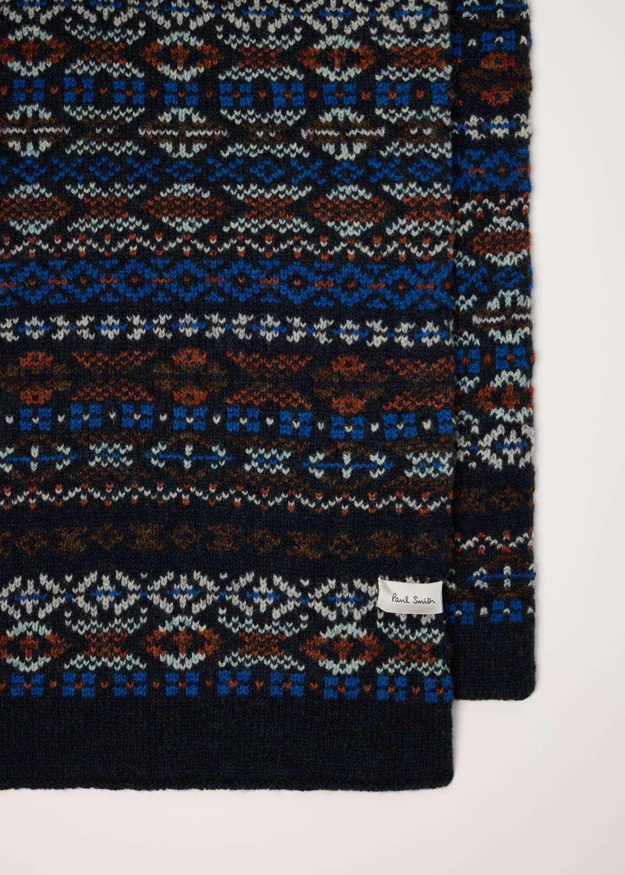 Navy Fair Isle Wool Scarf