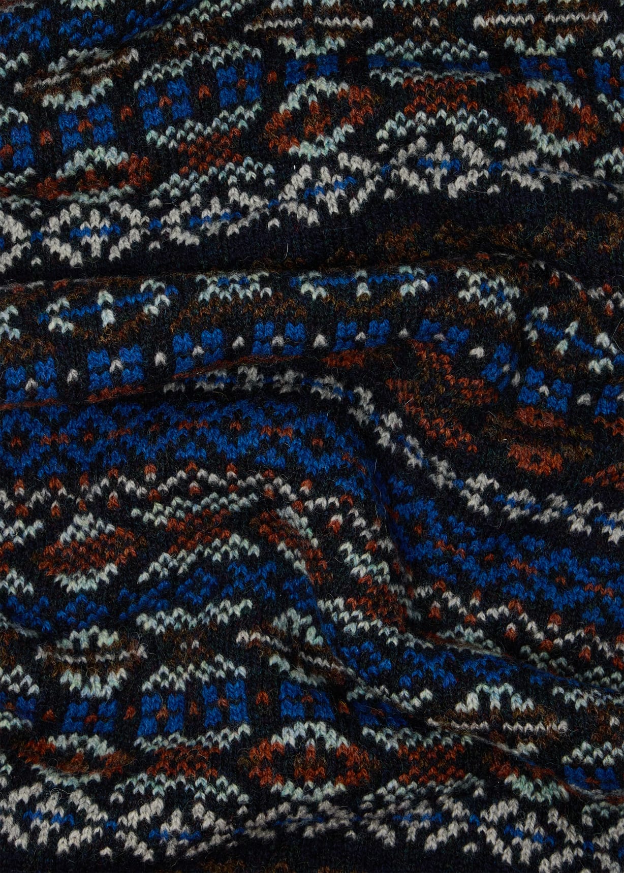 Navy Fair Isle Wool Scarf