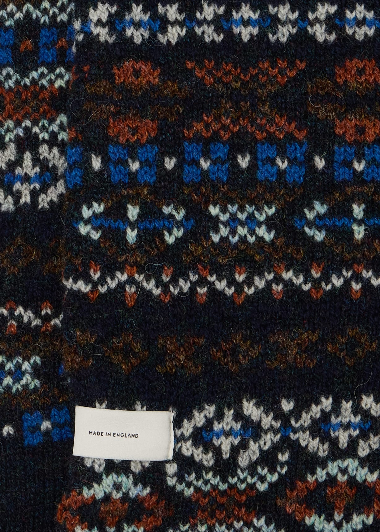 Navy Fair Isle Wool Scarf