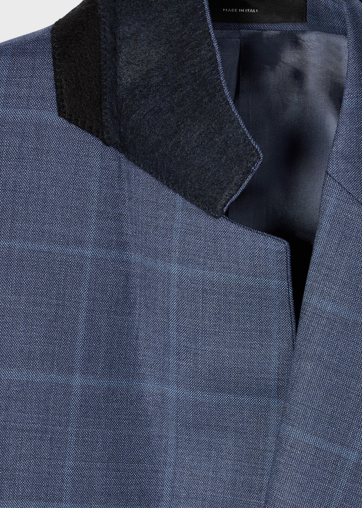 Men's Light Blue Windowpane Check Wool Suit