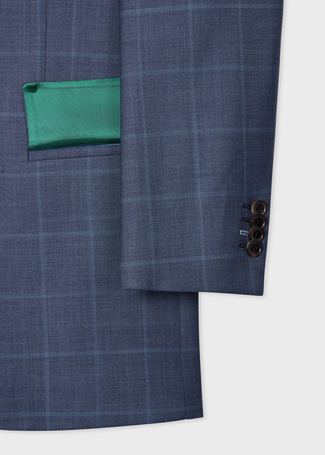 Men's Light Blue Windowpane Check Wool Suit
