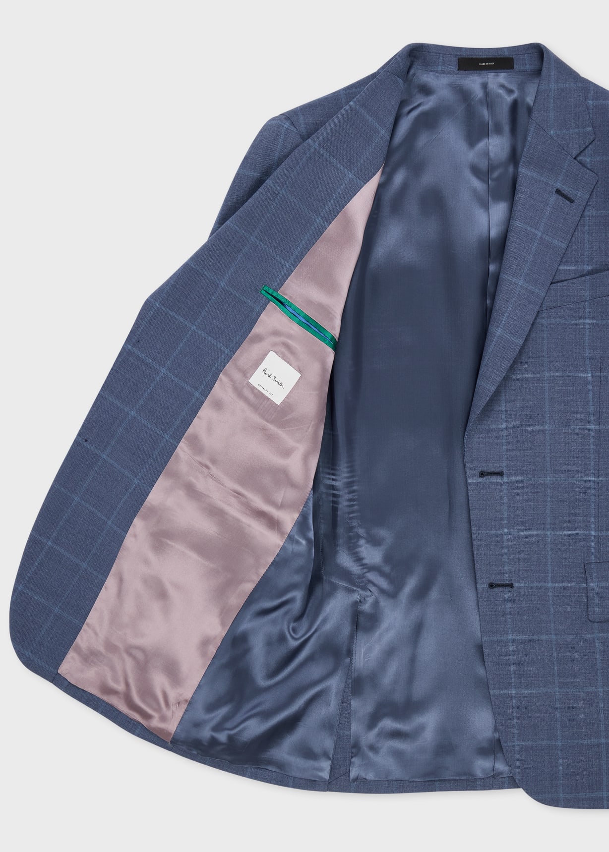 Men's Light Blue Windowpane Check Wool Suit
