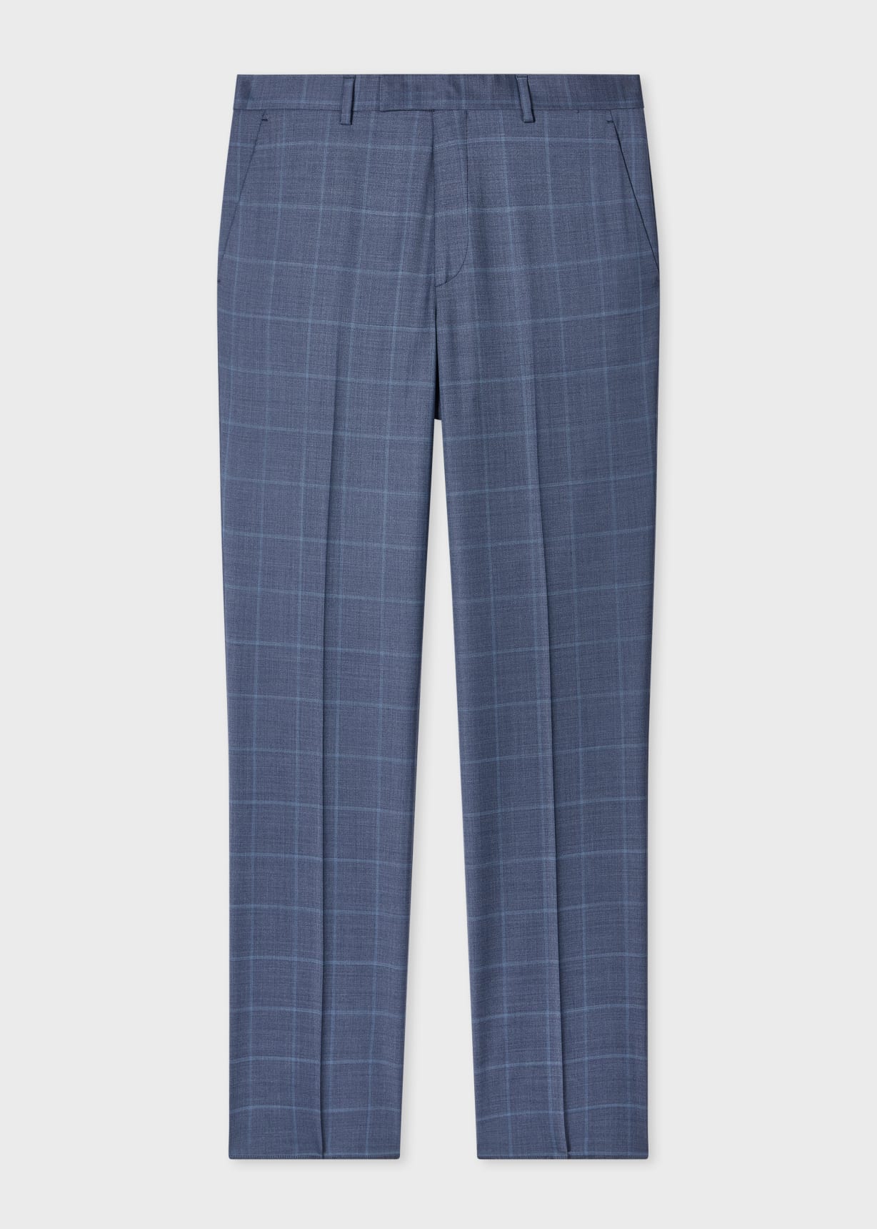 Men's Light Blue Windowpane Check Wool Suit