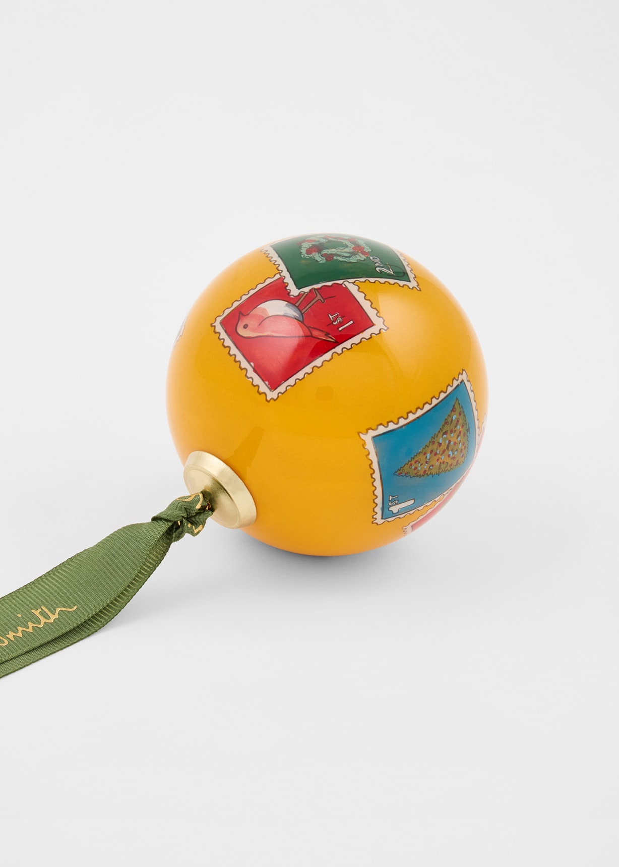 Hand-Painted 'Stamps' Glass Bauble