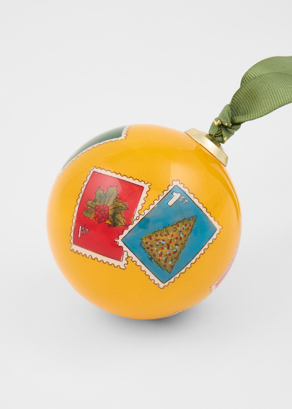 Hand-Painted 'Stamps' Glass Bauble