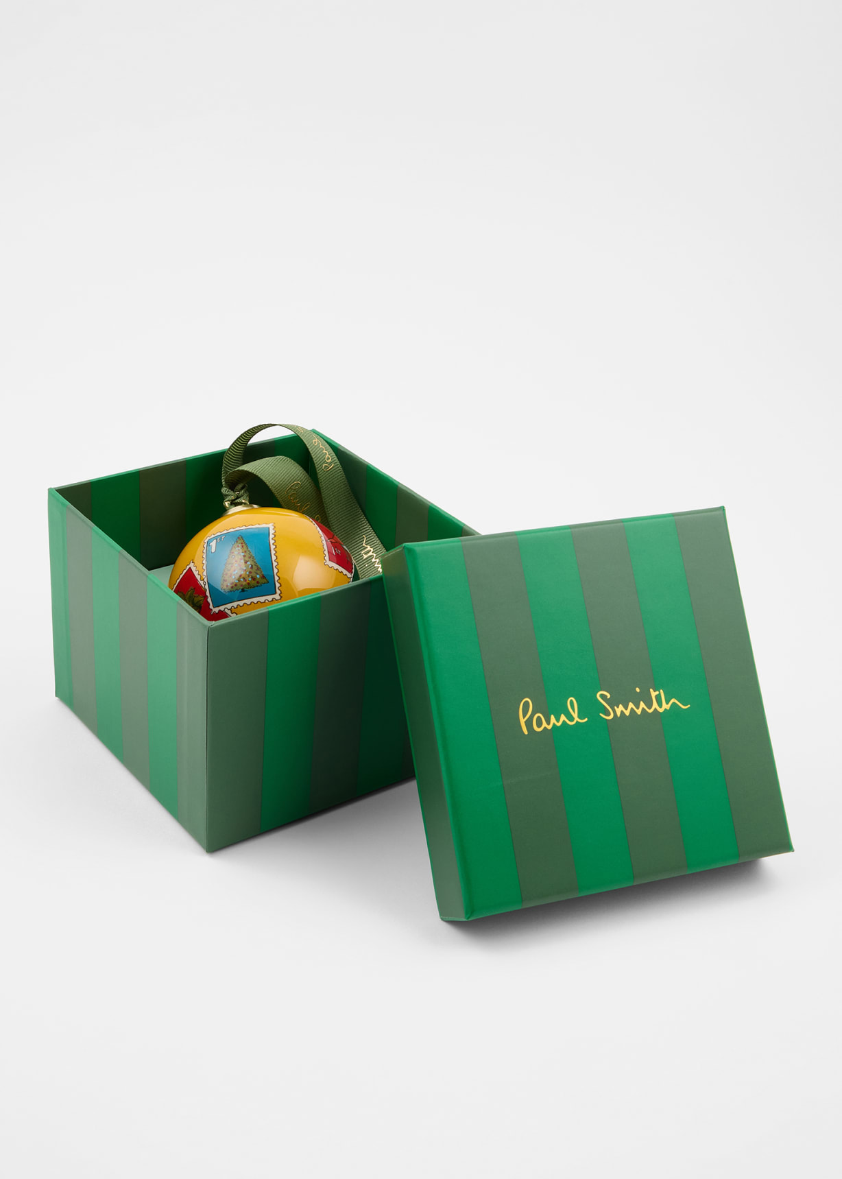 Hand-Painted 'Stamps' Glass Bauble