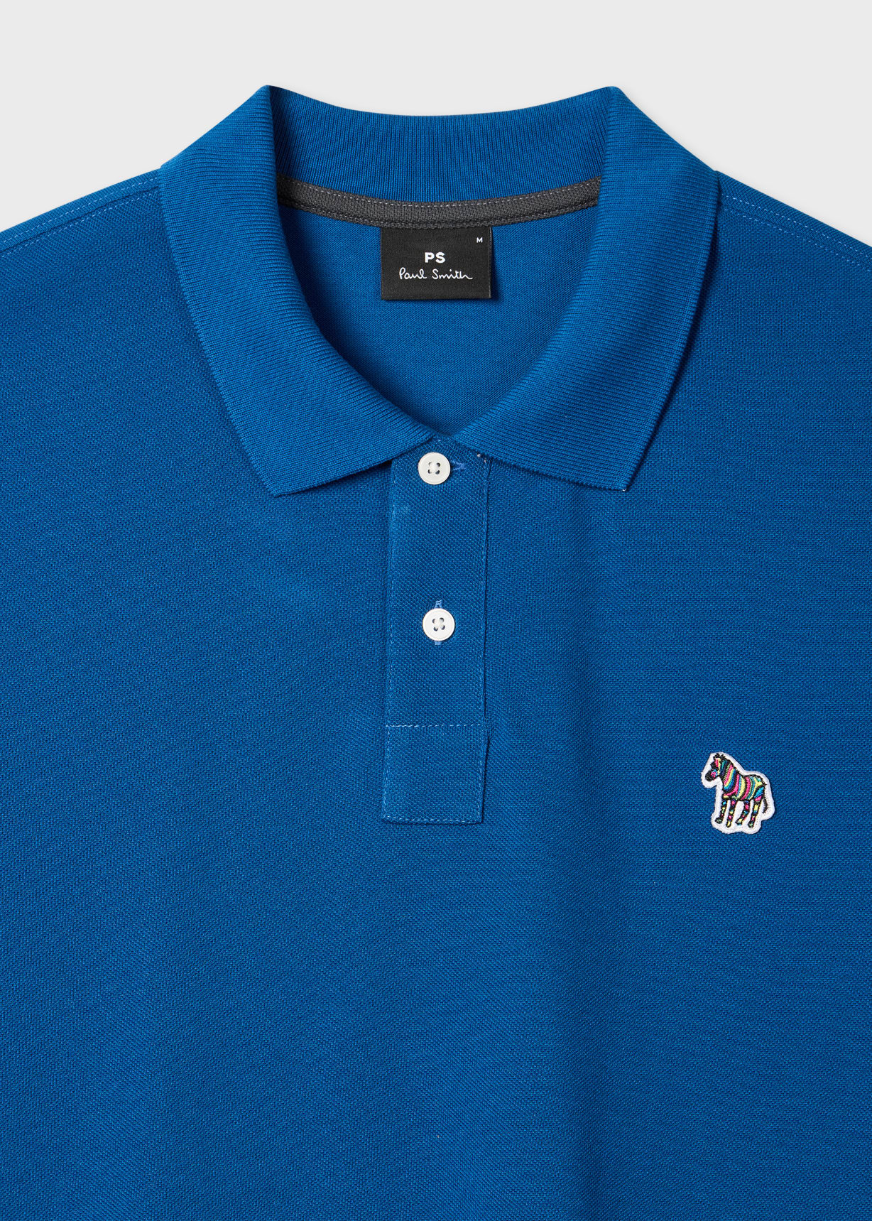 Men's Mid Blue Organic Cotton Zebra Polo Shirt