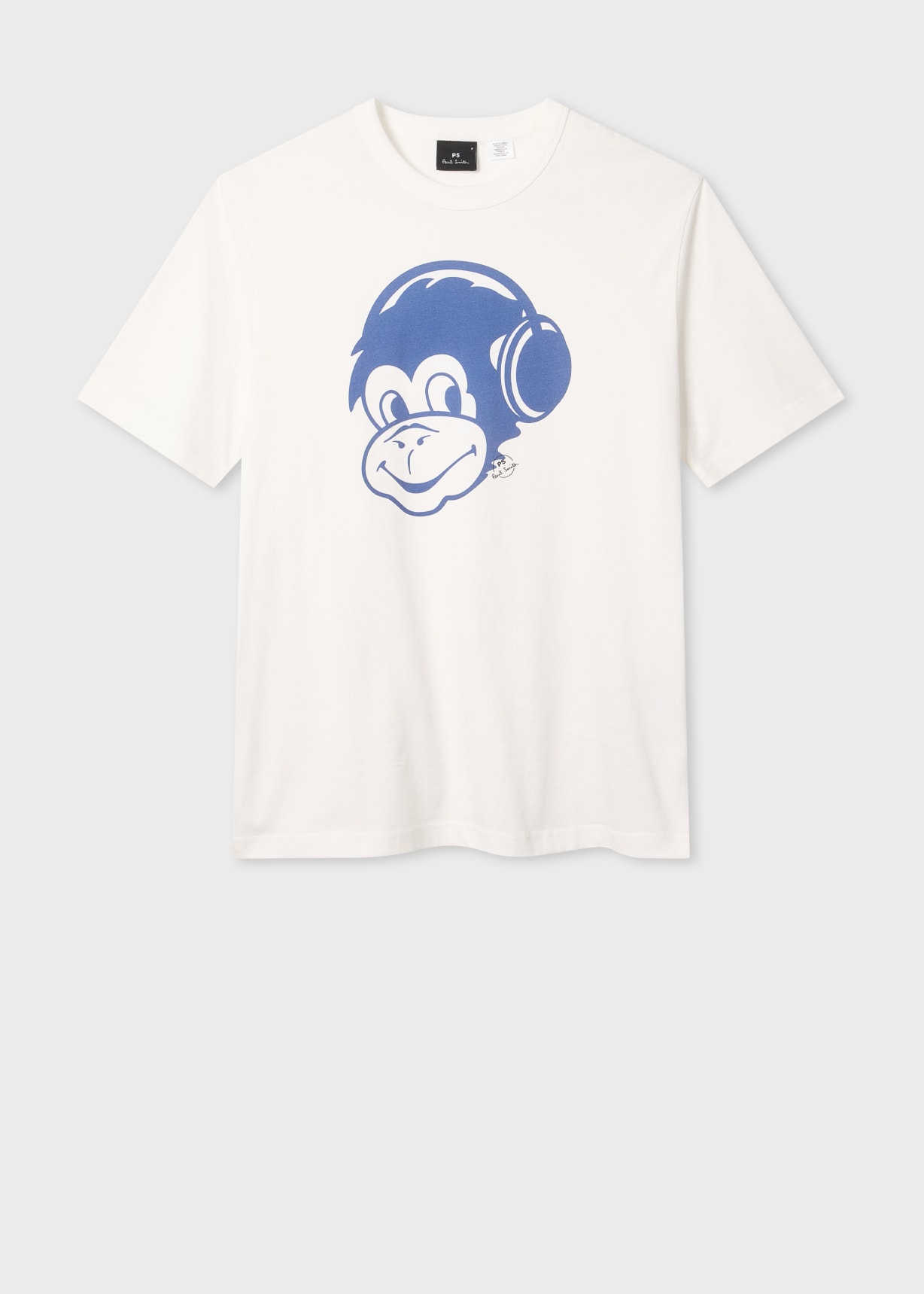 Men's White 'Monkey Headphones' Print T-Shirt