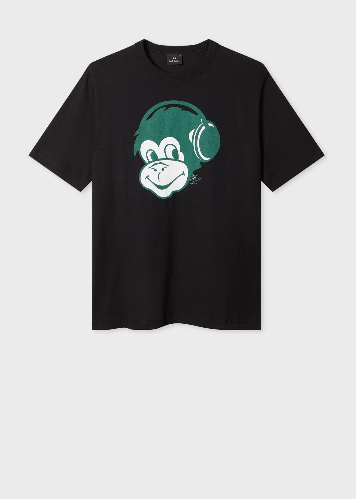 Men's Black 'Monkey Headphones' Print T-Shirt