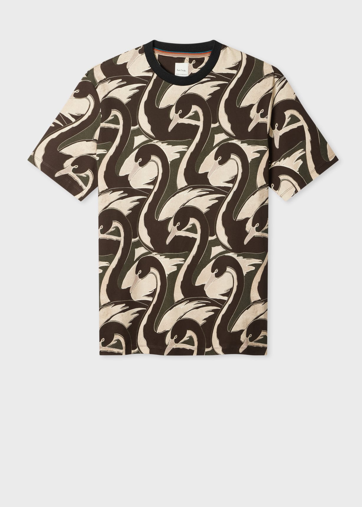 Men's 'Swan' Print Cotton T-Shirt