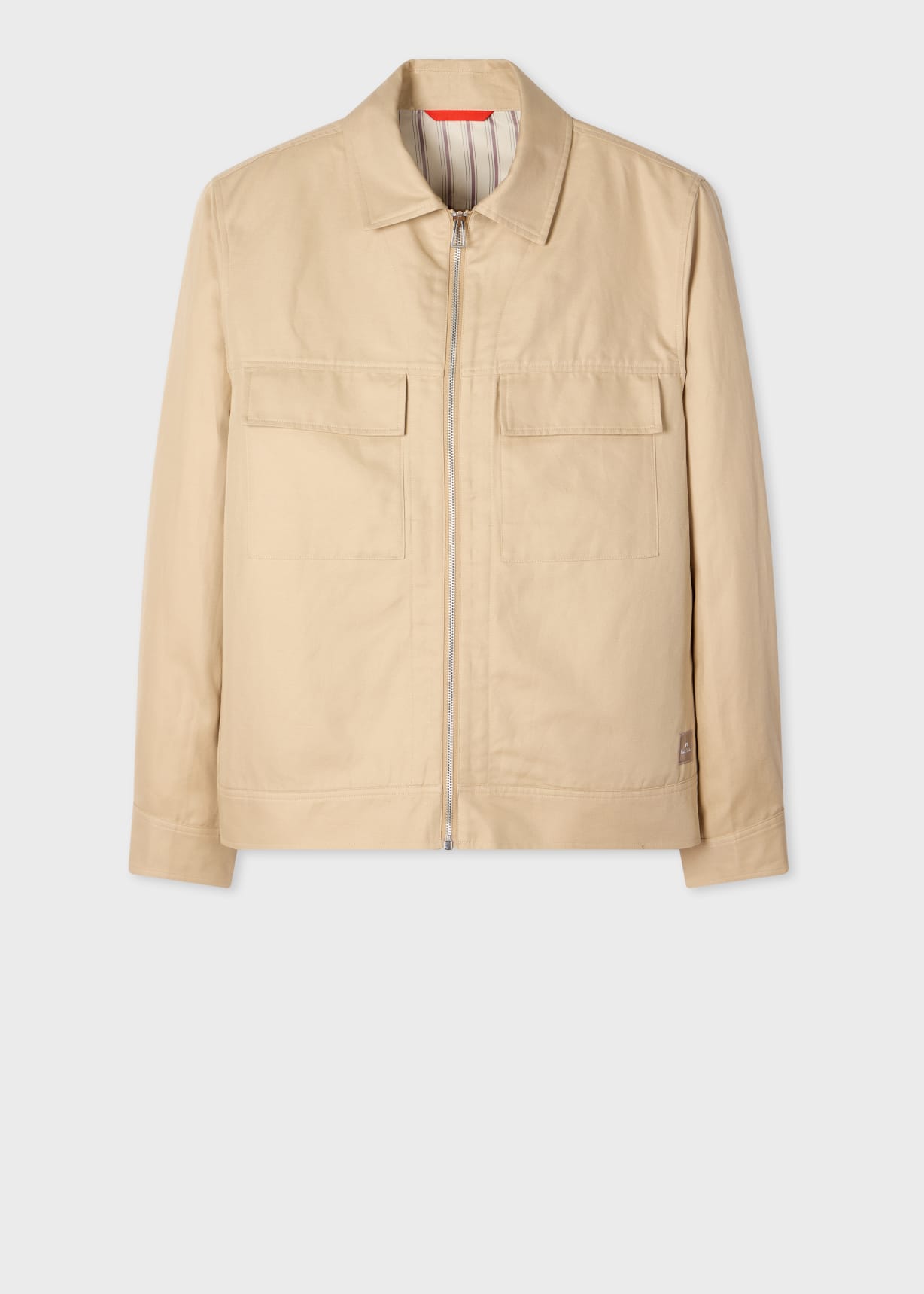 Men's Ecru Cotton-Linen Zip Overshirt