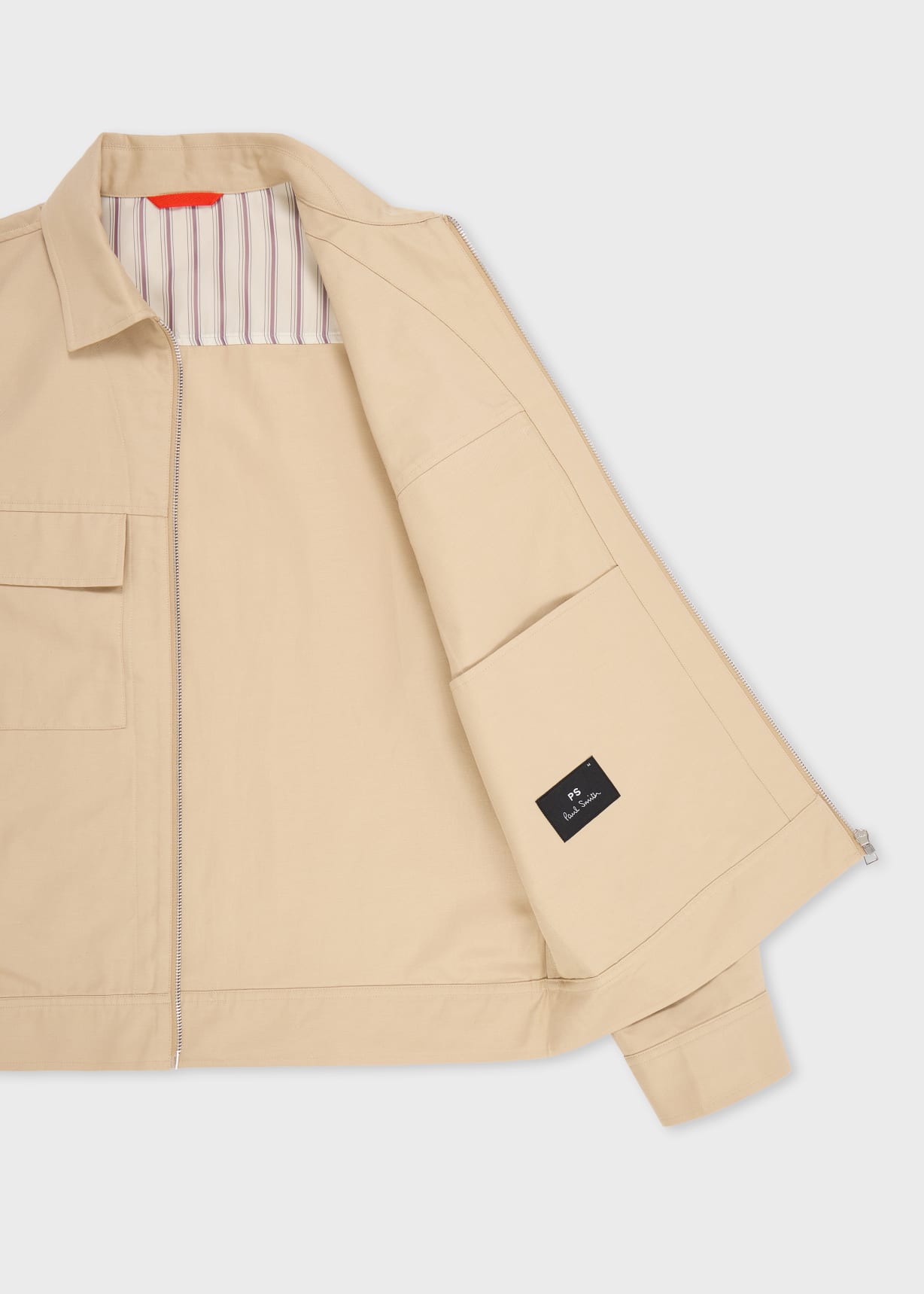 Men's Ecru Cotton-Linen Zip Overshirt