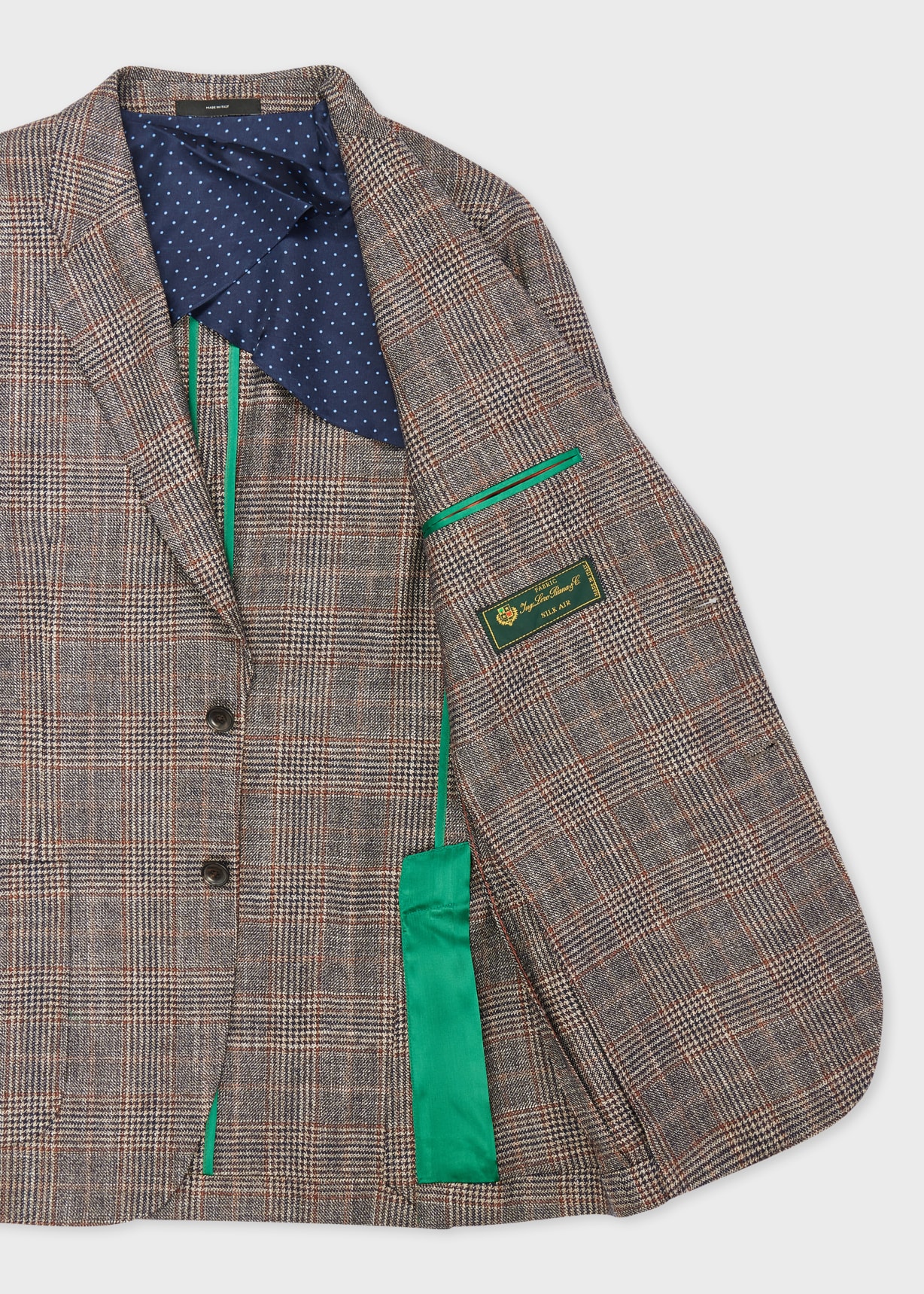 Men's Tan Check 'Silk Air' Buggy-Lined Blazer