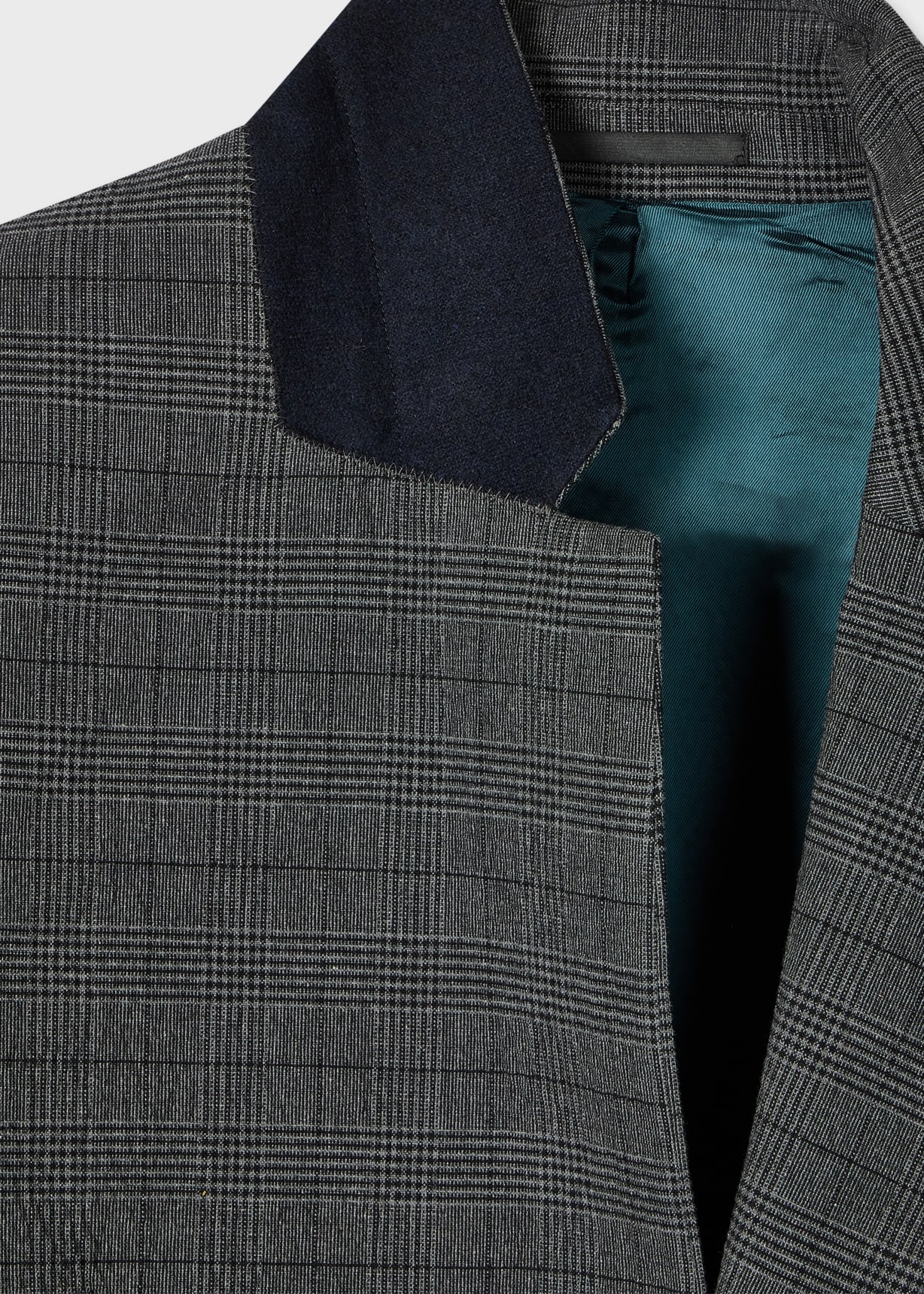 Men's Grey Textured-Cotton Check Buggy-Lined Blazer