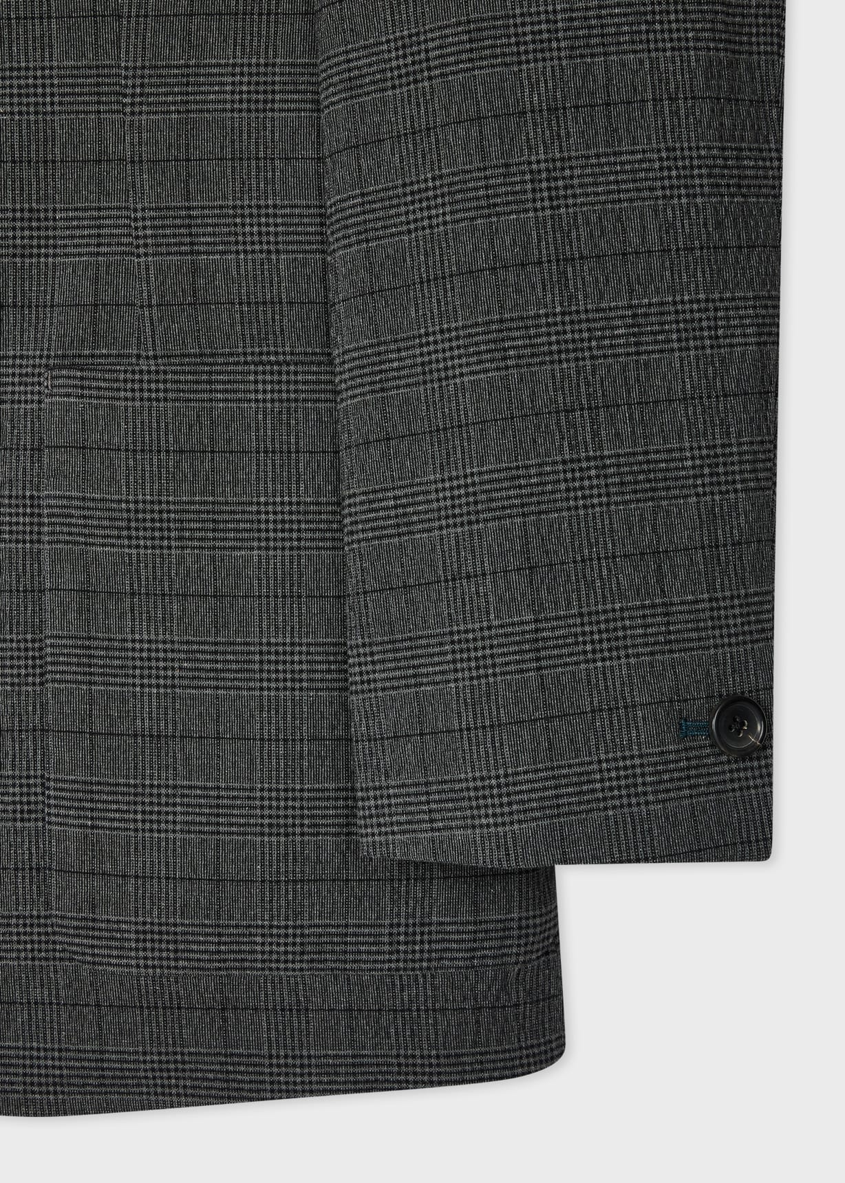 Men's Grey Textured-Cotton Check Buggy-Lined Blazer