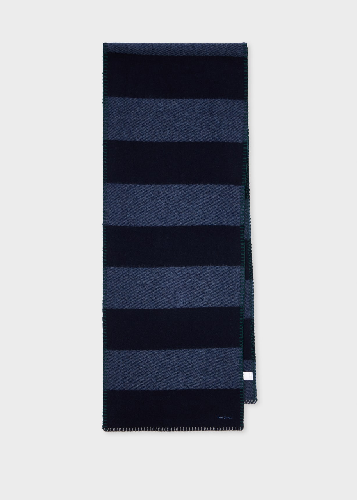 Navy Stripe Blanket Stitch Scarf