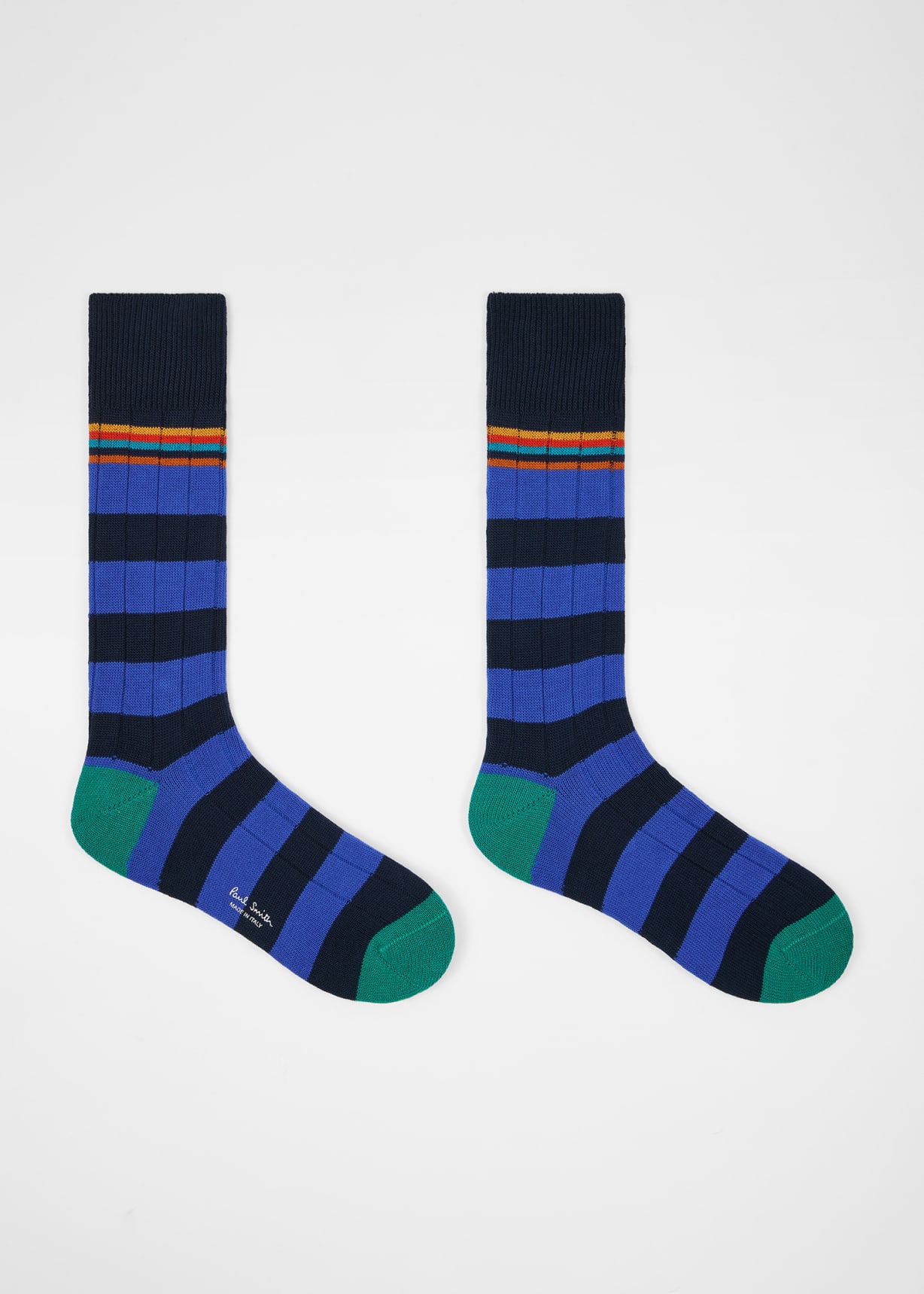 Dark Blue 'Artist Stripe' Colourblock Socks