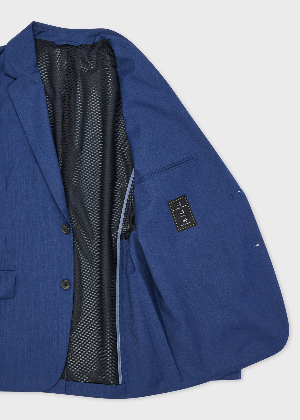 Men's Blue Melange 'Storm System' Wool Technical Blazer