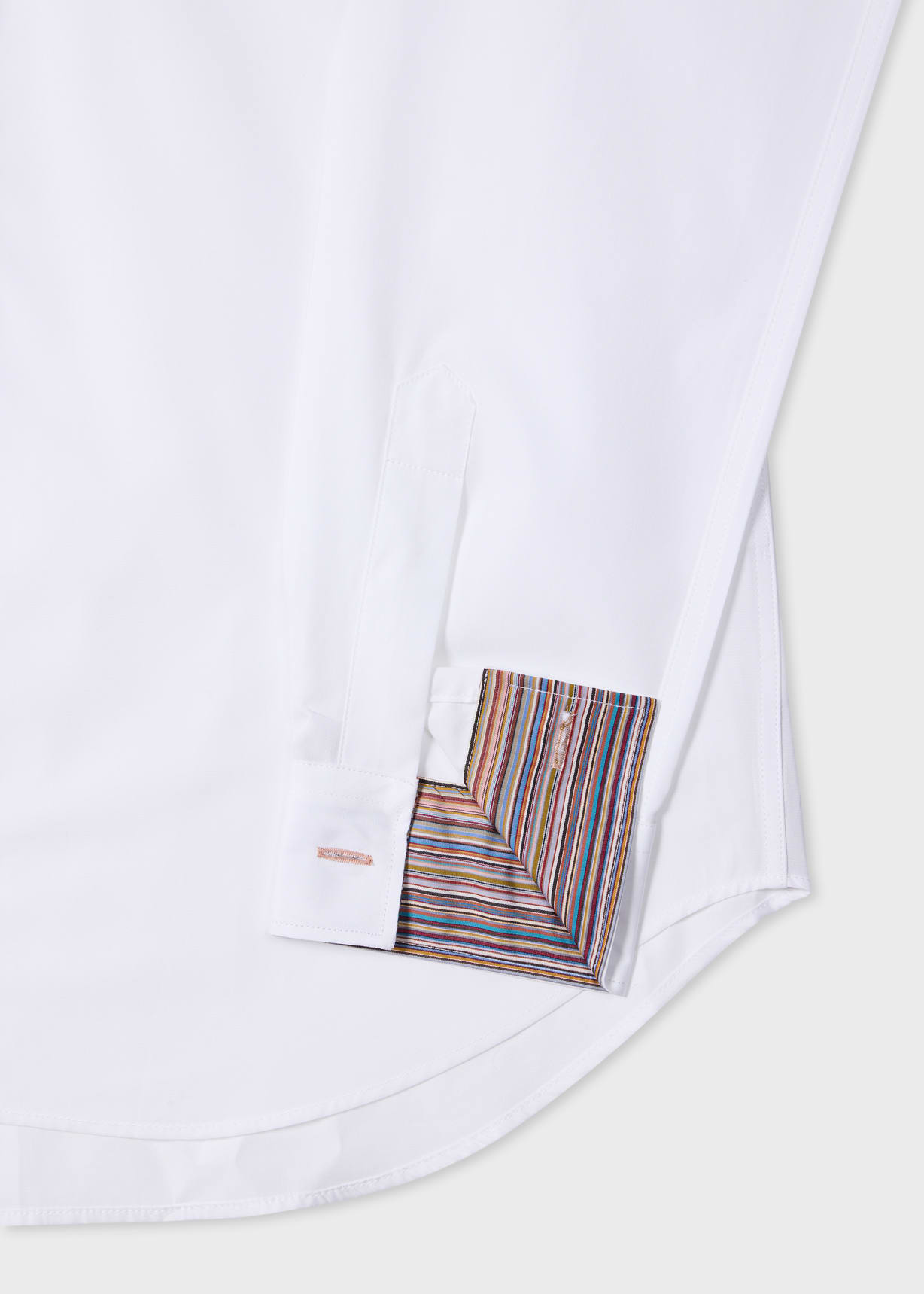 Men's Slim-Fit White Cotton-Poplin Fly-Front Shirt