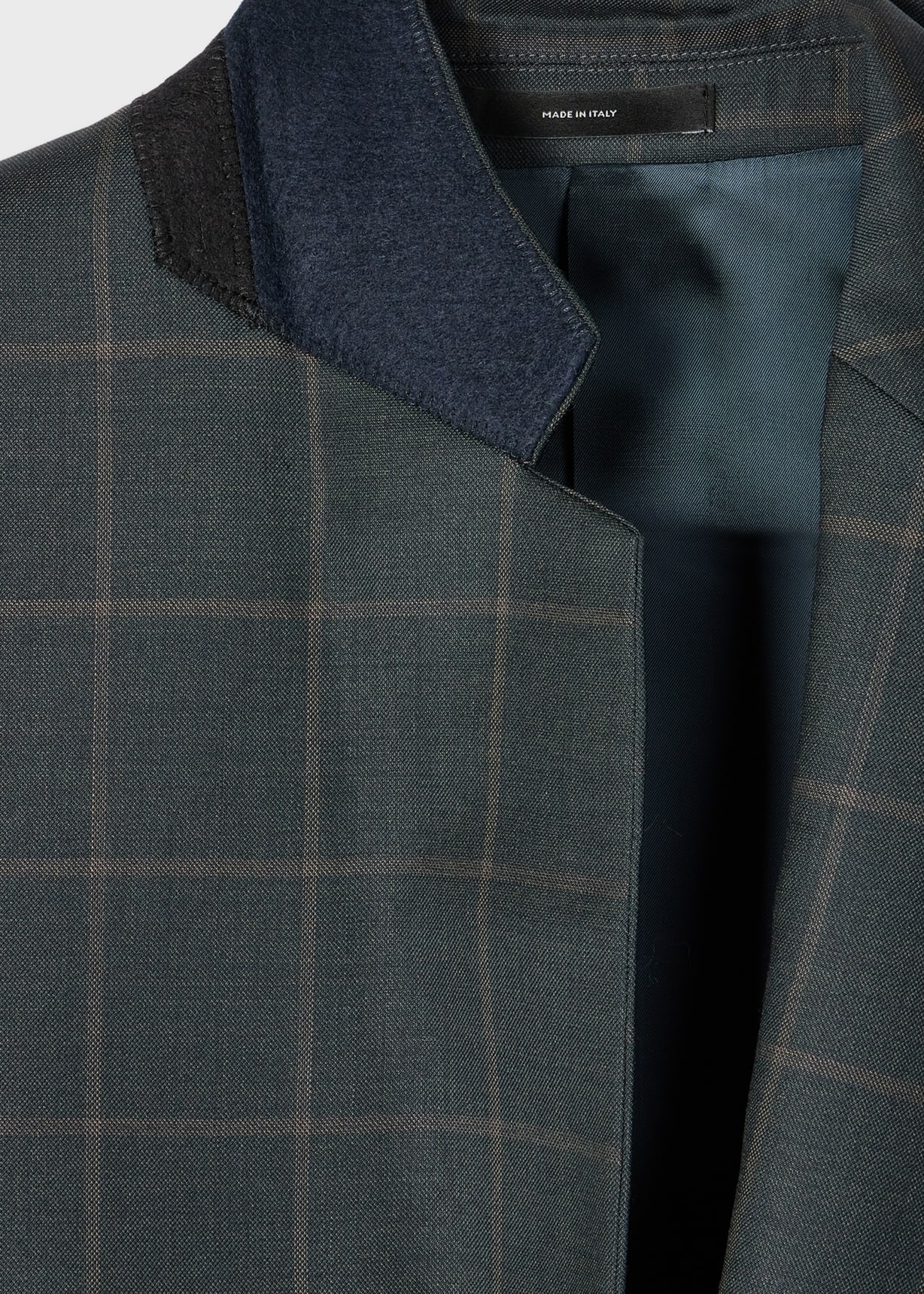 Men's Classic-Fit Dark Green Windowpane Check Wool Suit