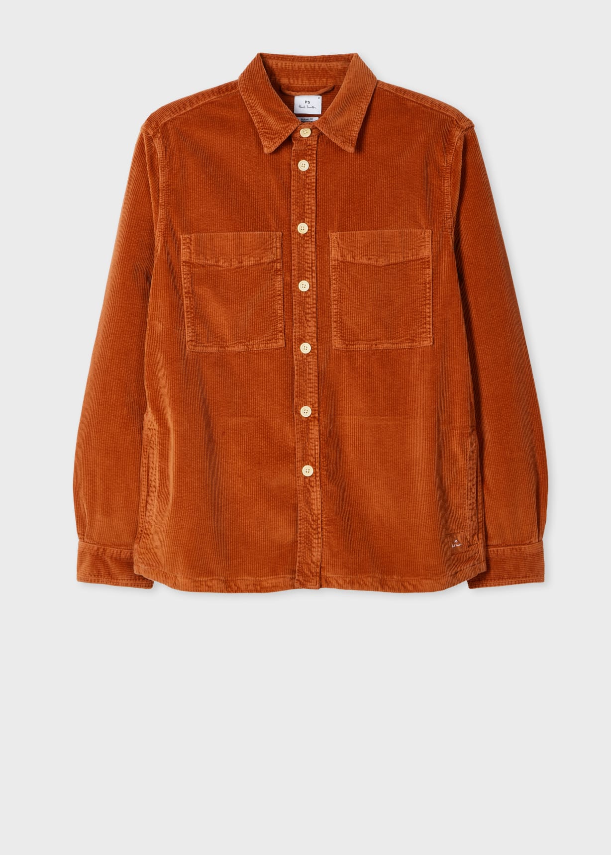 Men's Rust Corduroy Patch-Pocket Overshirt