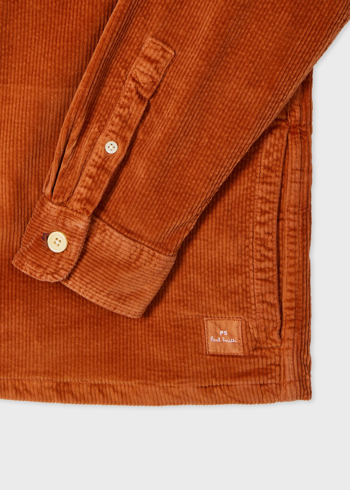 Men's Rust Corduroy Patch-Pocket Overshirt