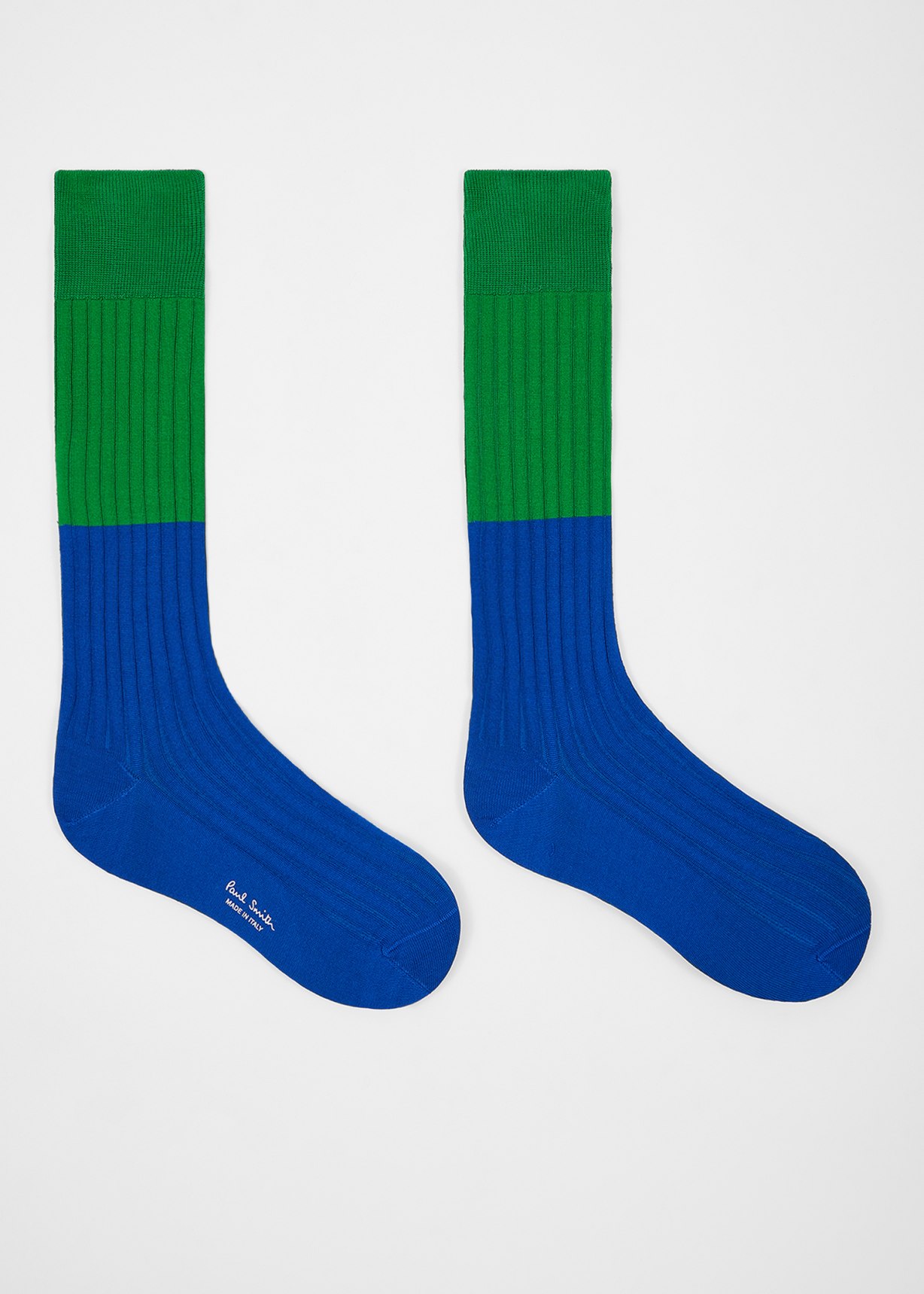 Blue Ribbed Colour Block Socks Paul Smith