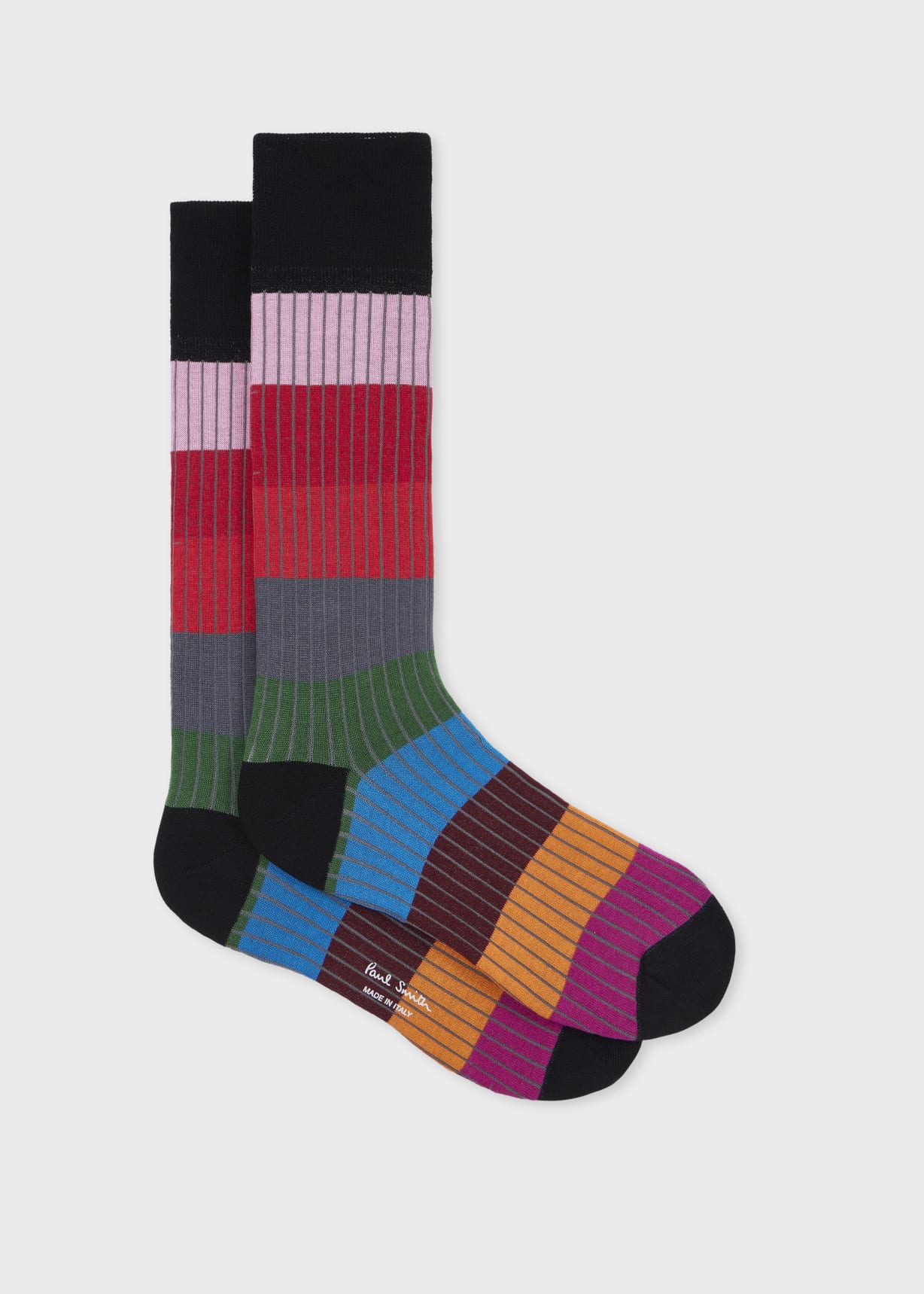 Men's Black Ribbed Colour Block Socks