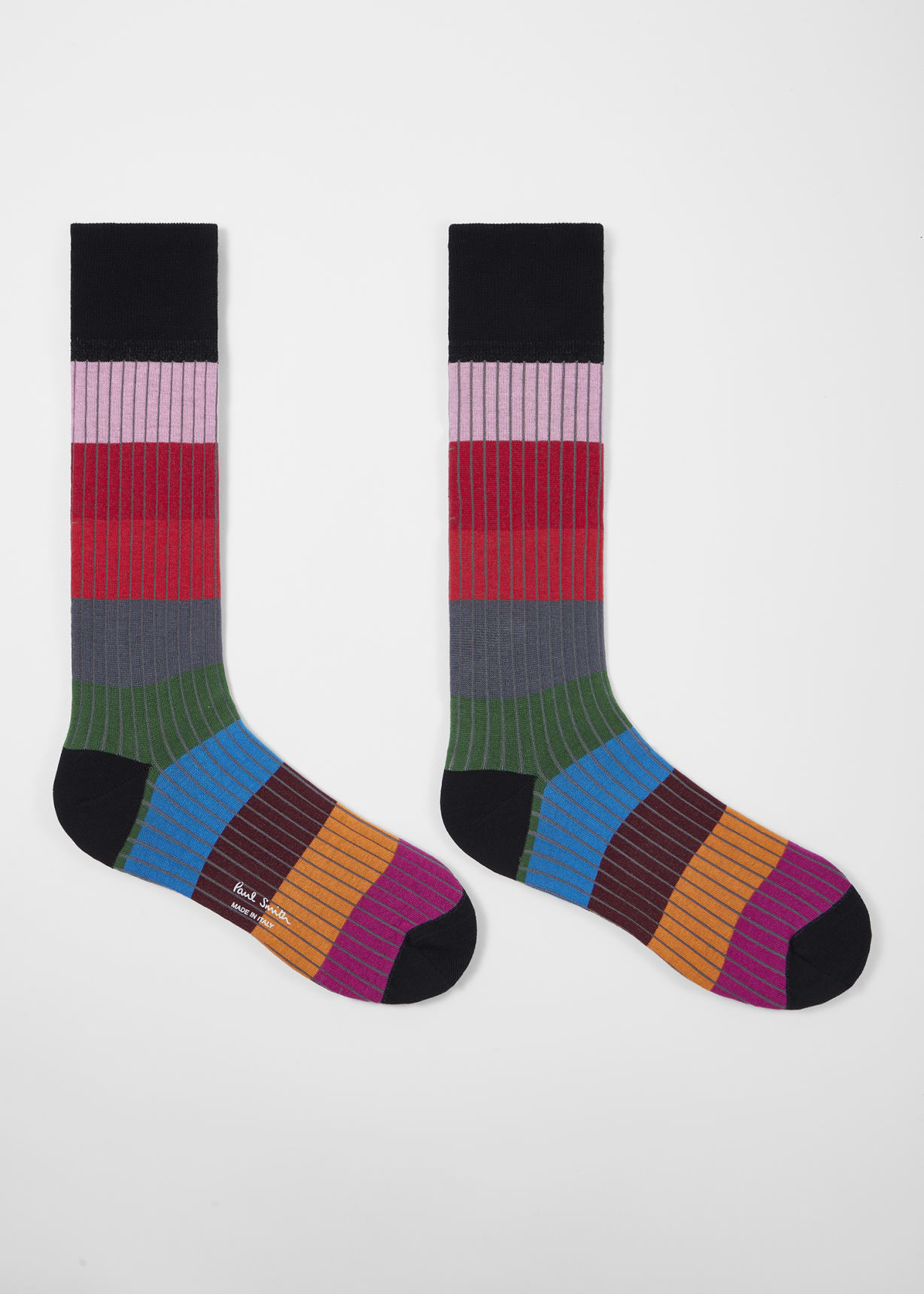 Men's Black Ribbed Colour Block Socks