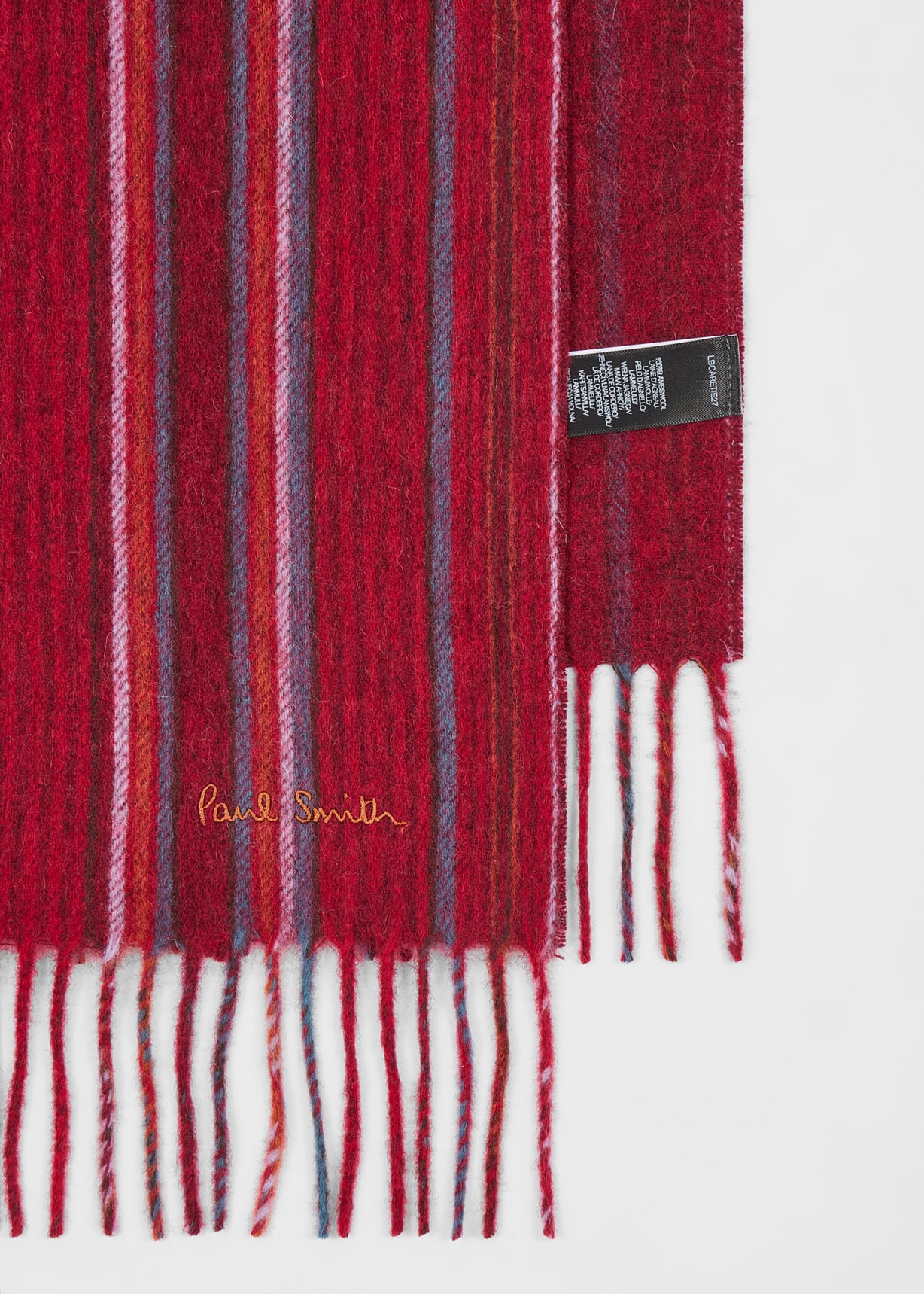 Red Tonal Stripe Lambswool Scarf