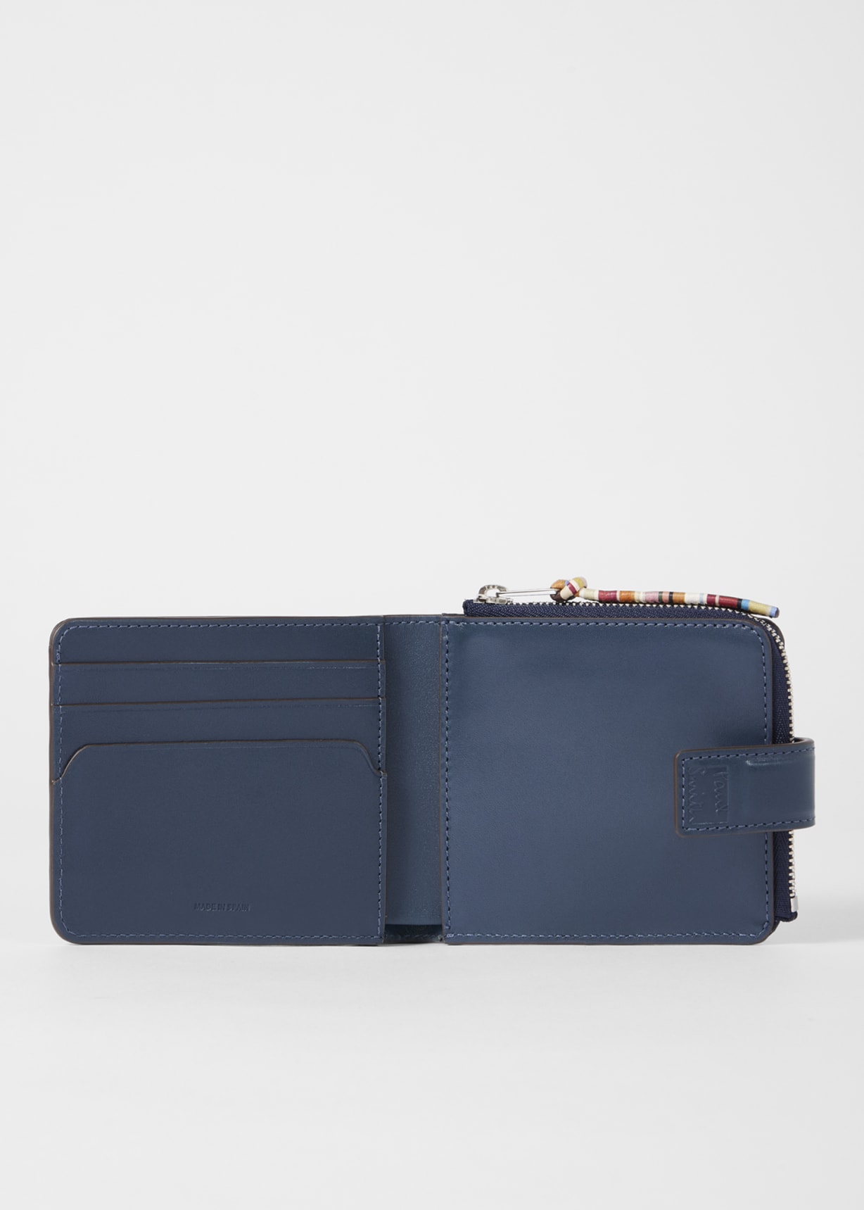 Men's Blue Leather Billfold and Coin Wallet