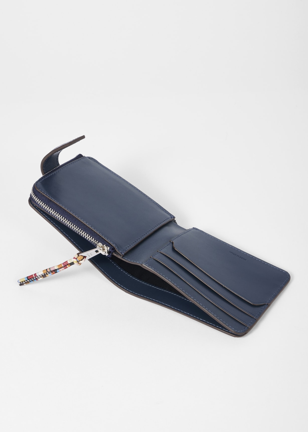 Men's Blue Leather Billfold and Coin Wallet
